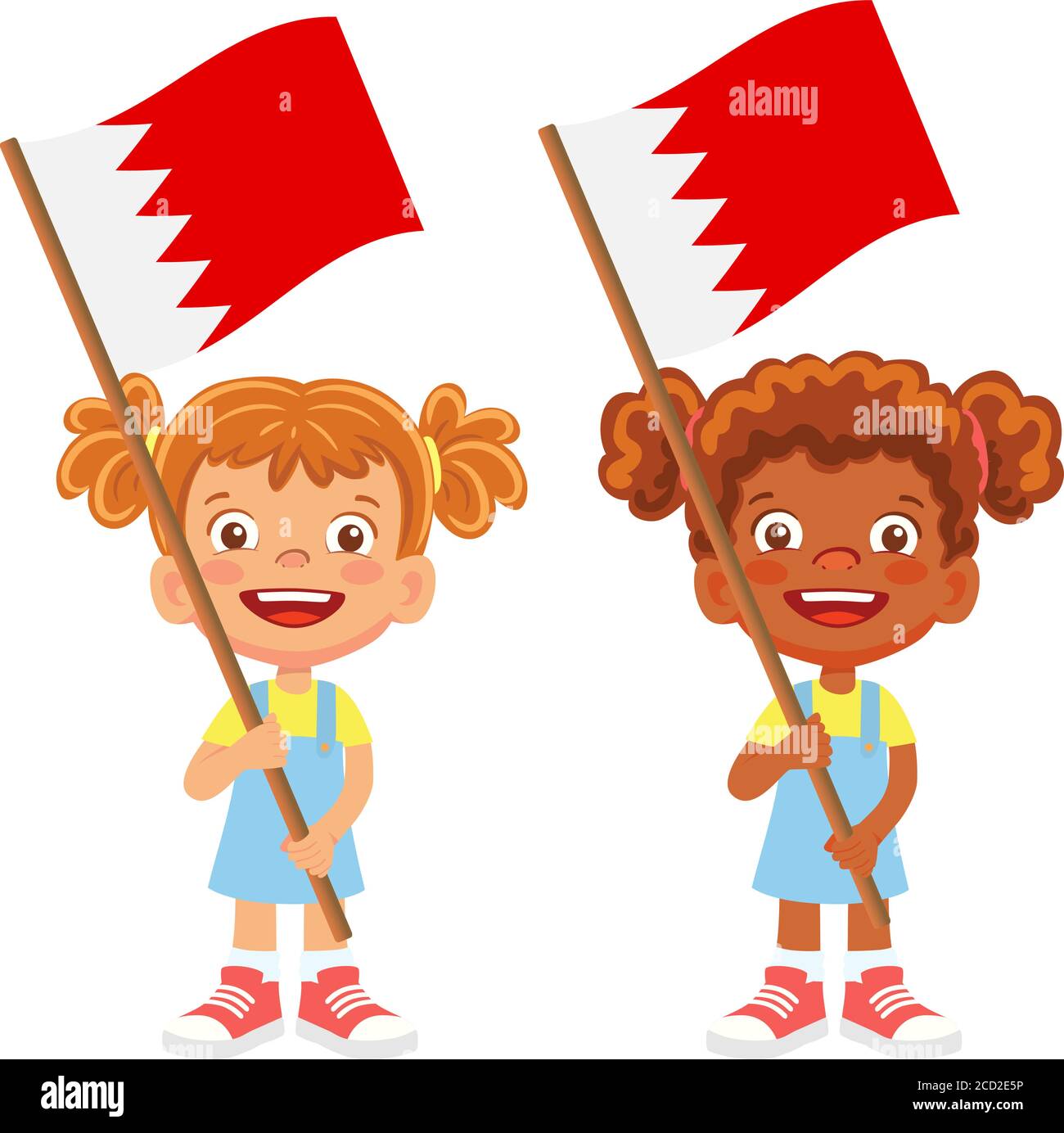 Bahrain flag in hand. Children holding flag. National flag of Bahrain ...