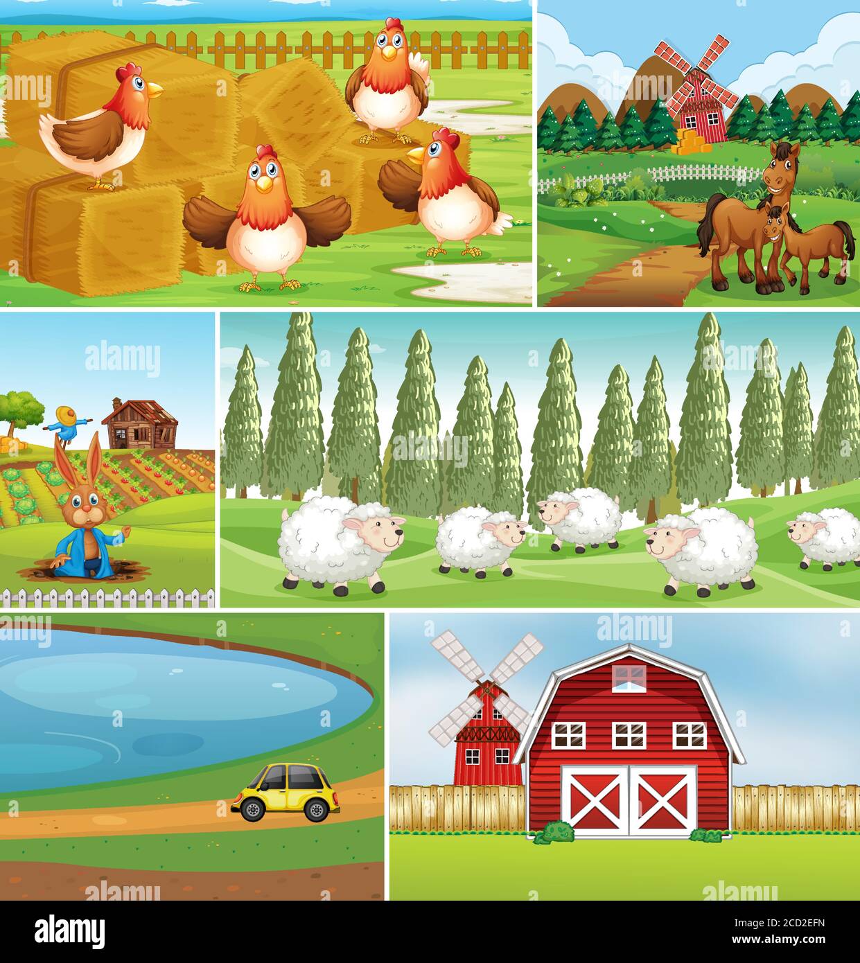 Set of farm scene illustration Stock Vector Image & Art - Alamy