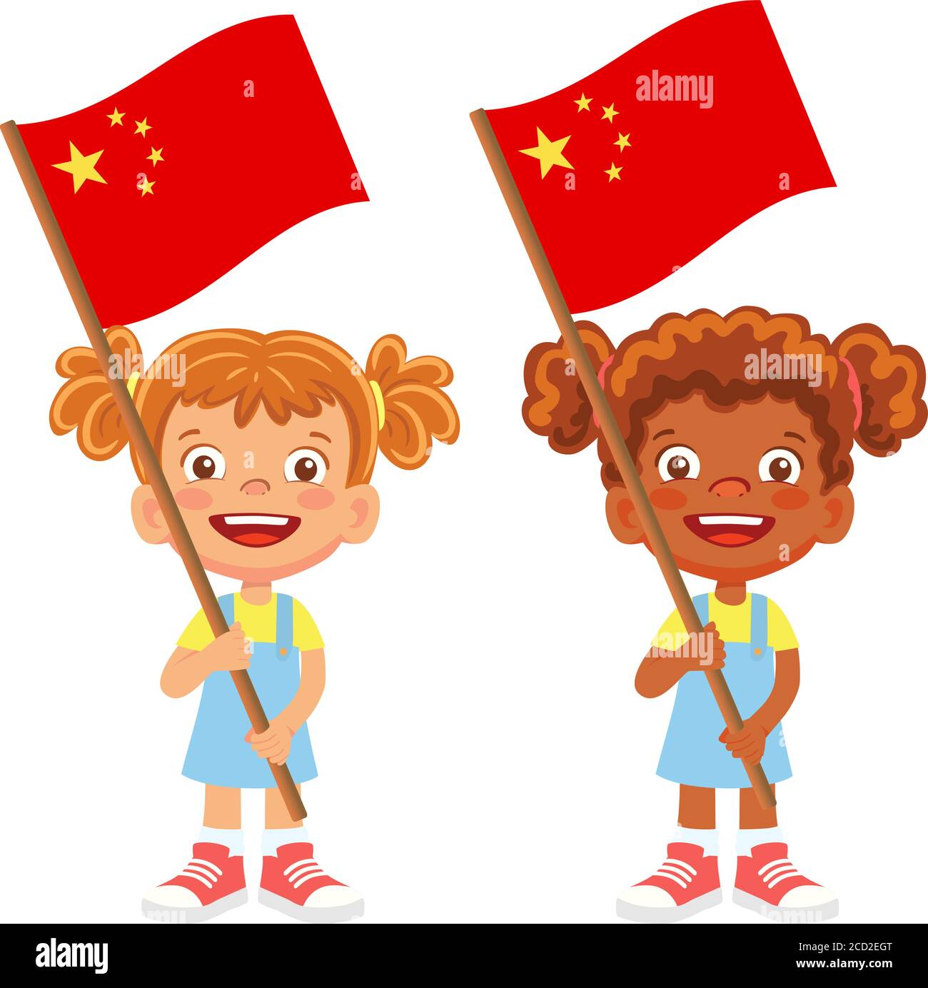 China flag in hand. Children holding flag. National flag of China ...