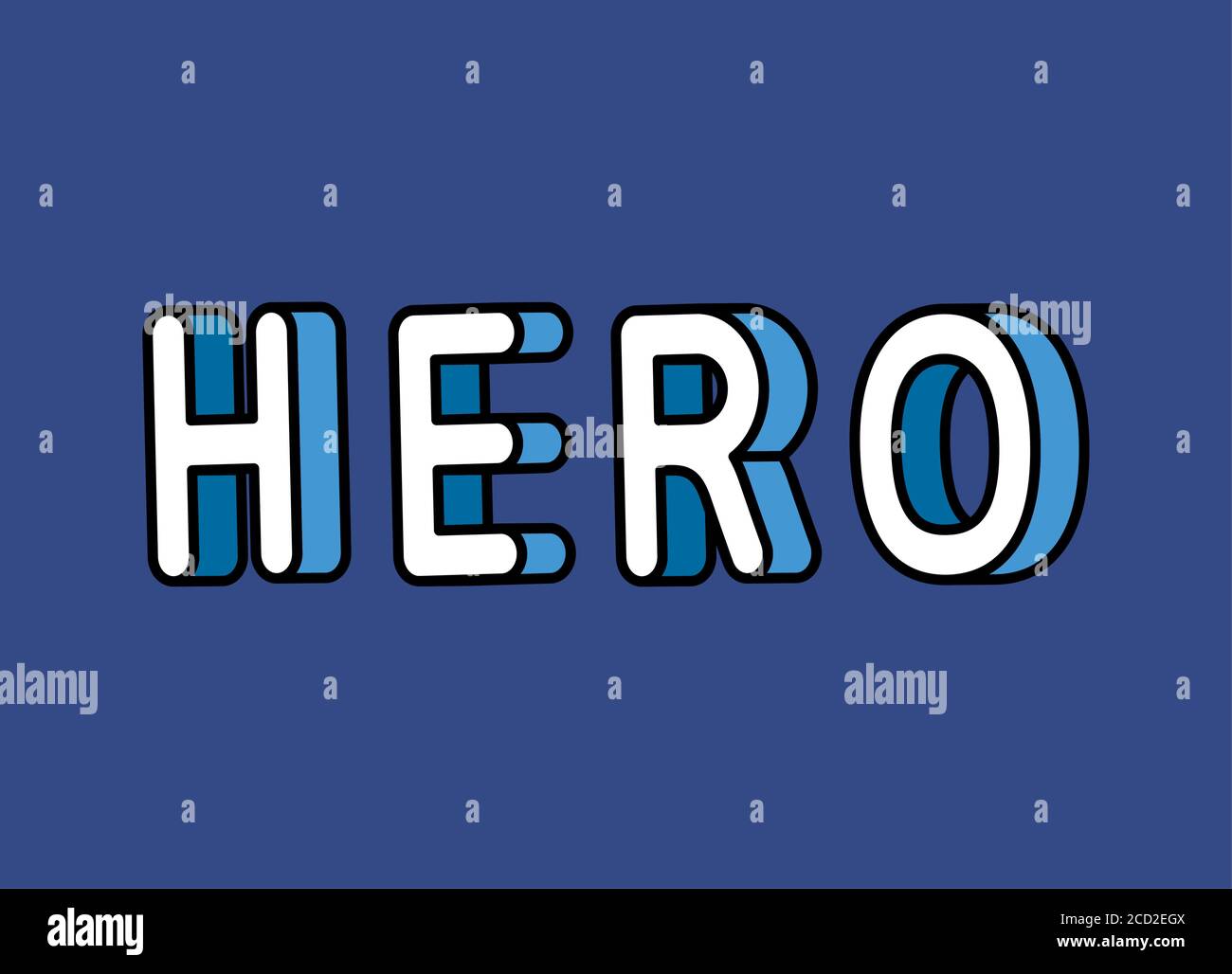 3d hero lettering on blue background design, typography retro and comic ...