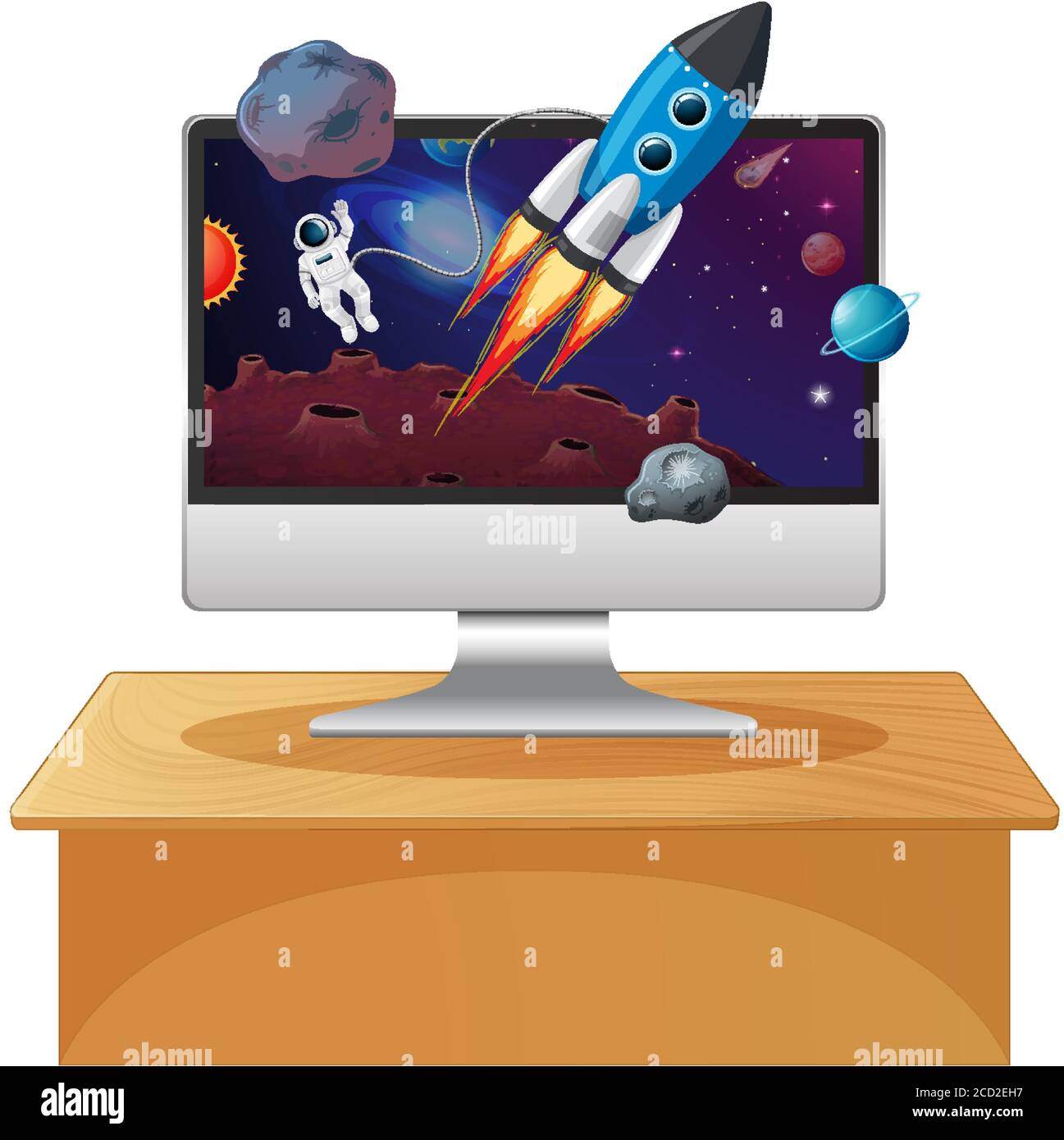 Galaxy background on computer screen illustration Stock Vector Image ...