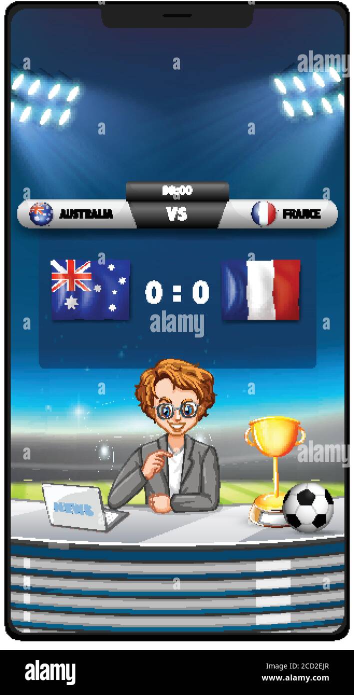 Football match score news on smartphone screen isolated illustration ...