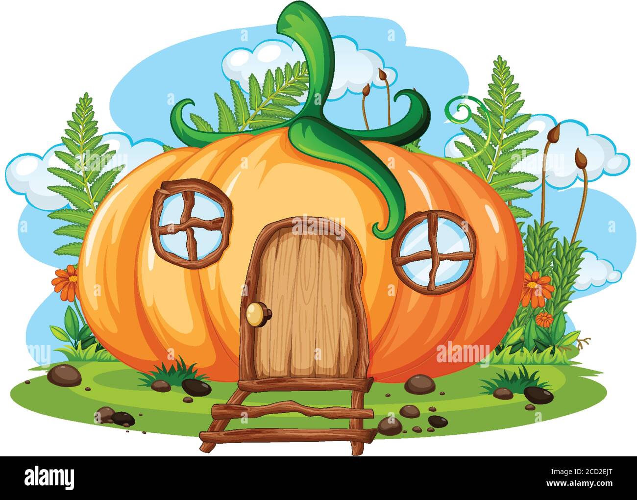Isolated fantasy pumpkin house illustration Stock Vector Image & Art ...