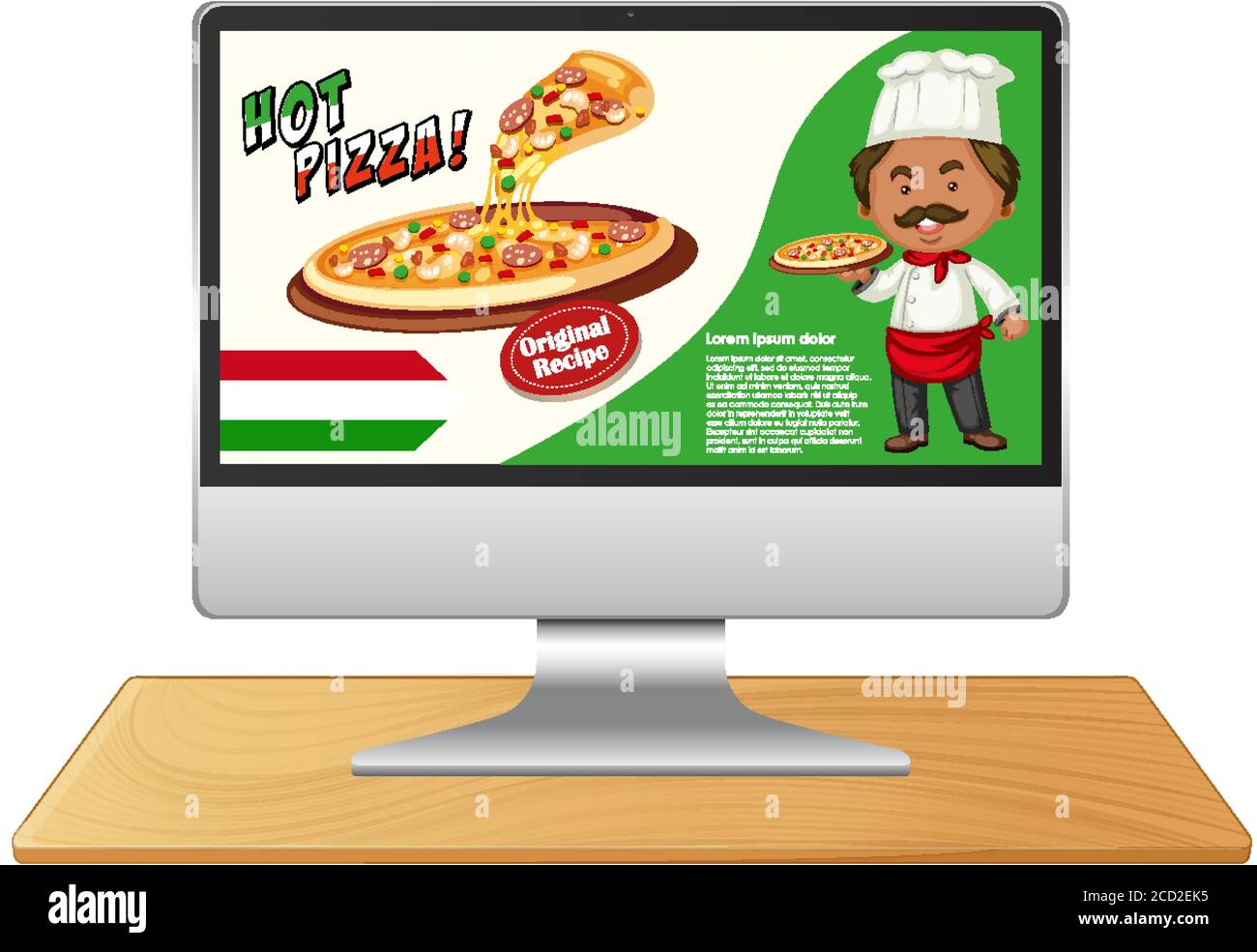 Pizza promotion banner on computer screen illustration Stock Vector ...