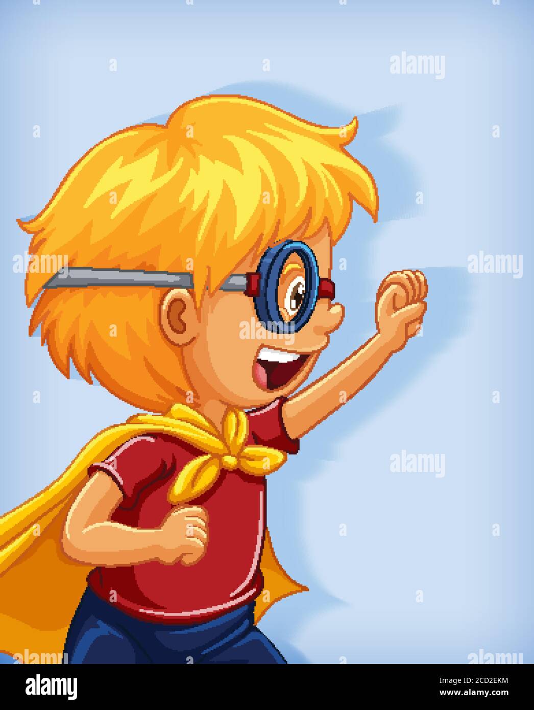 Boy wearing superhero with stranglehold position cartoon character ...