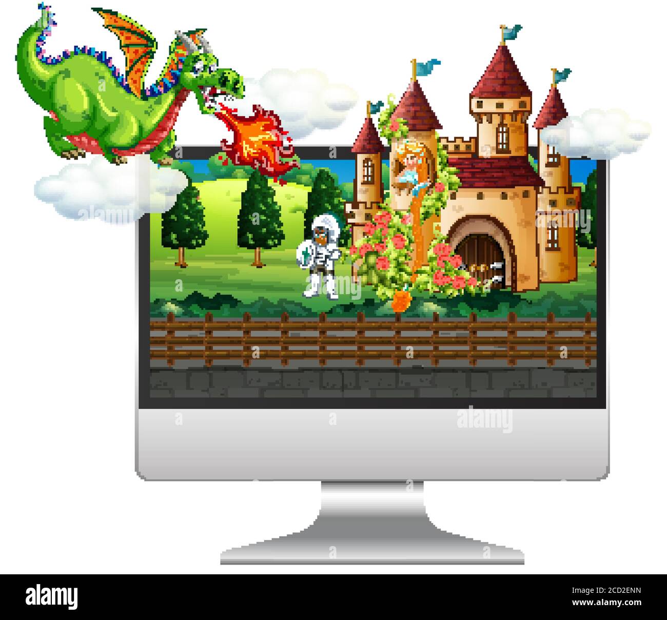 Fairy tale background on computer screen illustration Stock Vector ...