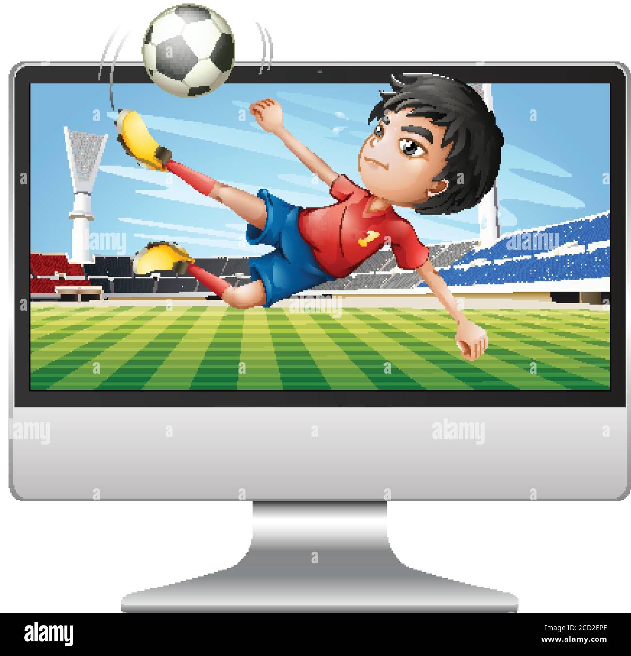 Football on computer desktop screen illustration Stock Vector Image ...