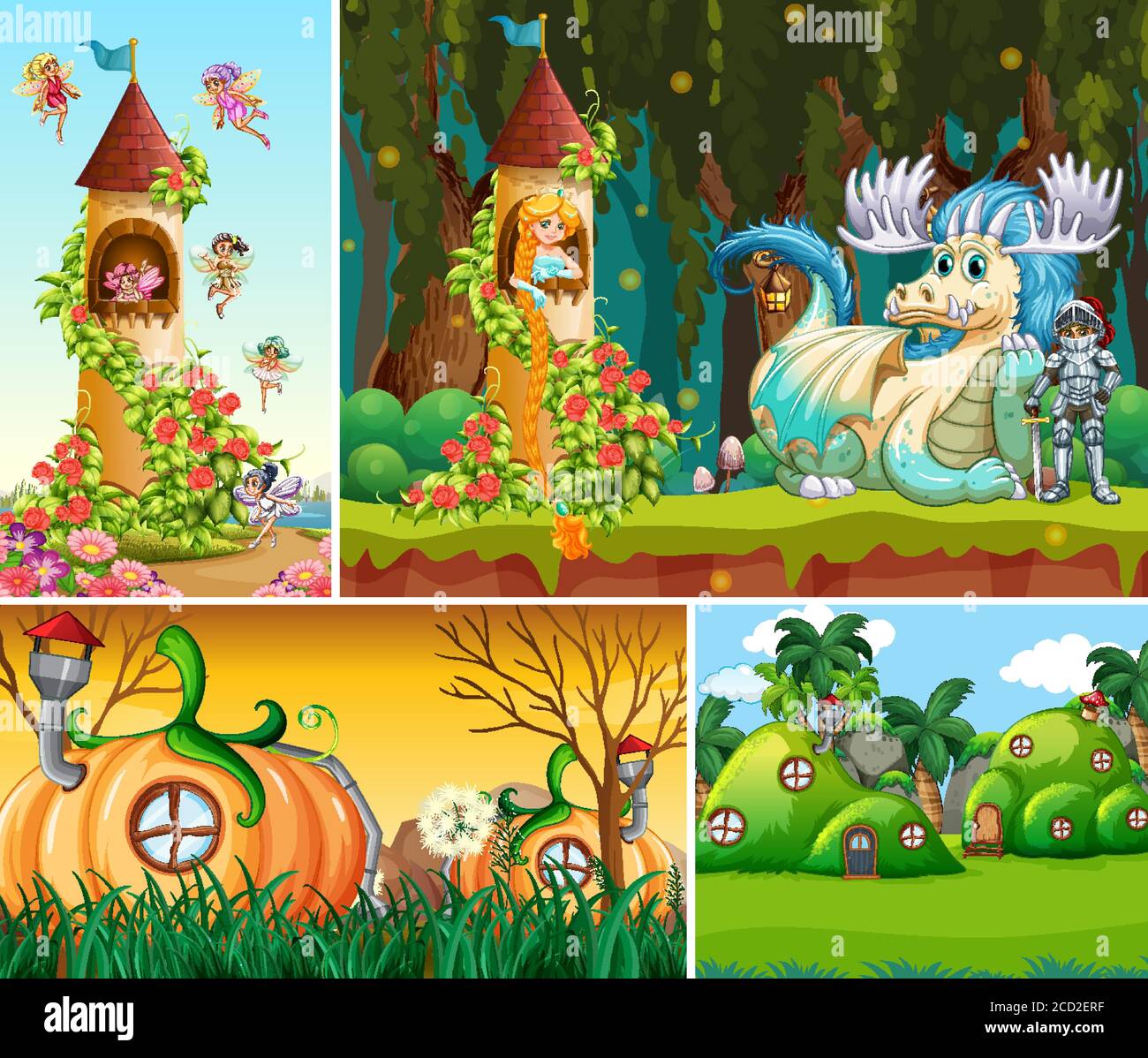 Set of fantasy background illustration Stock Vector Image & Art - Alamy