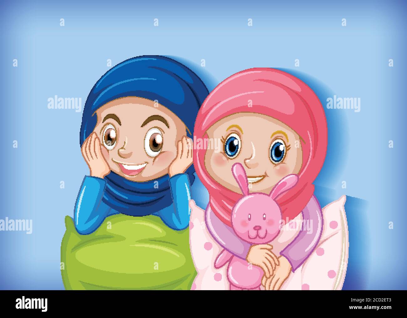Muslim children cartoon character illustration Stock Vector Image & Art ...
