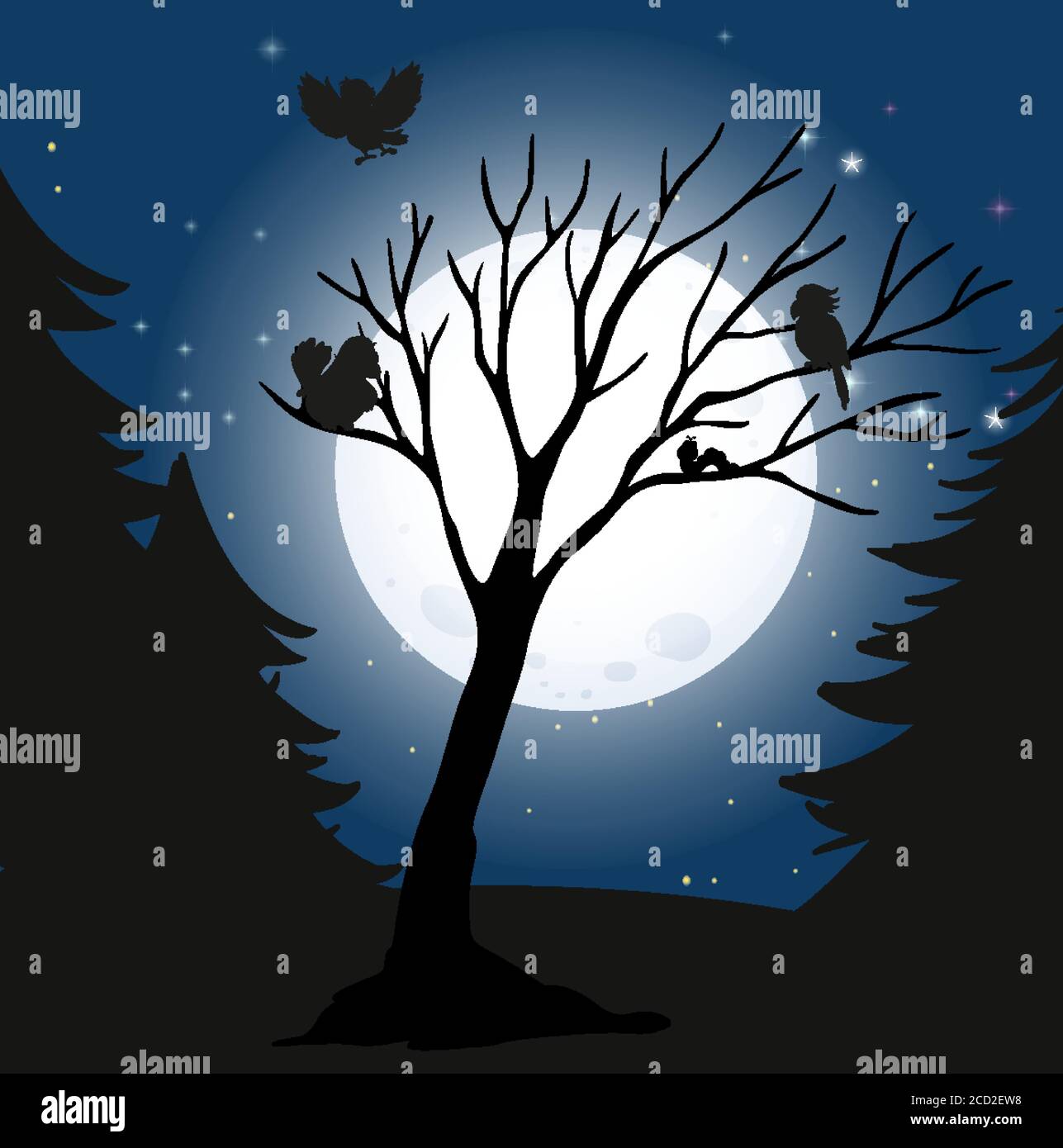 Night scene and shadow from the moon illustration Stock Vector Image ...