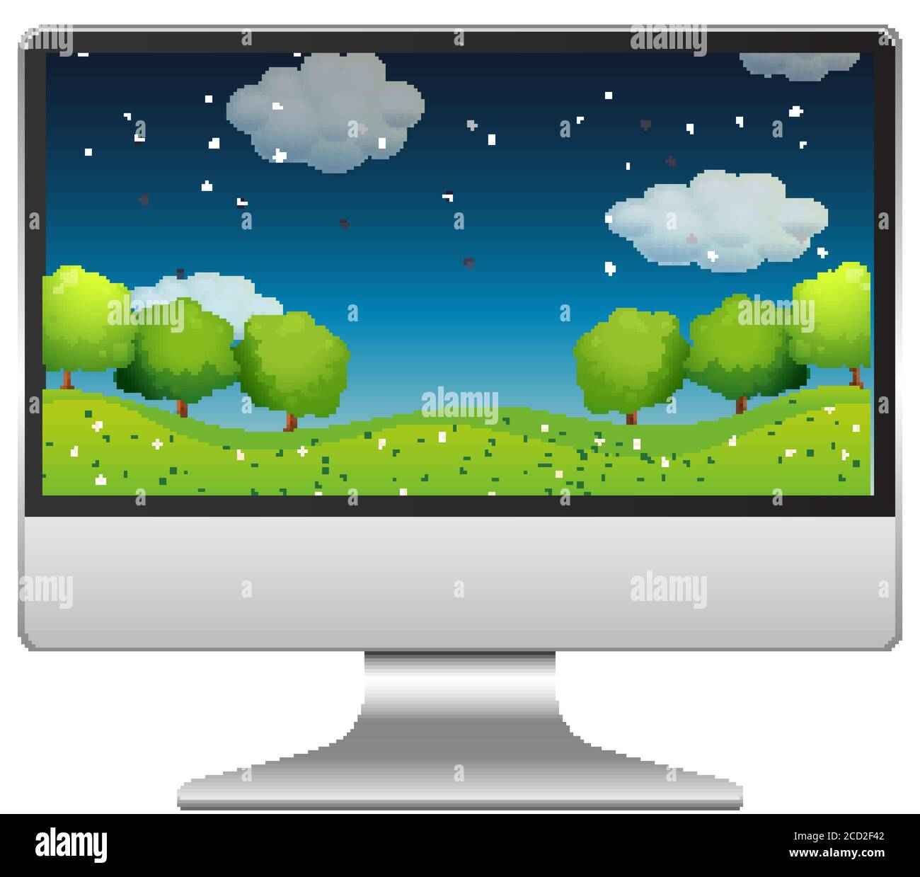 Night park on computer desktop illustration Stock Vector Image & Art ...