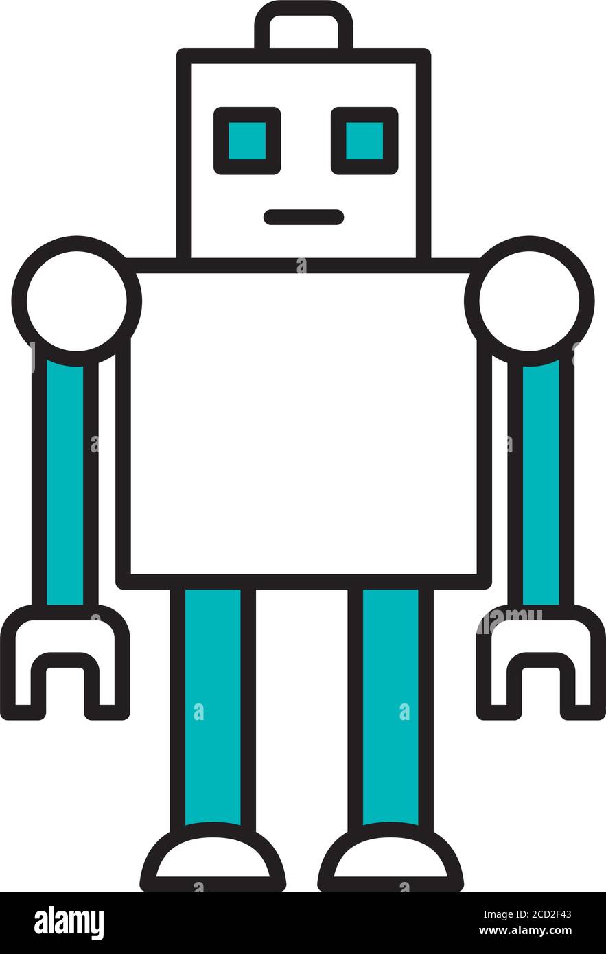 square robot over white background, half line half color style, vector ...