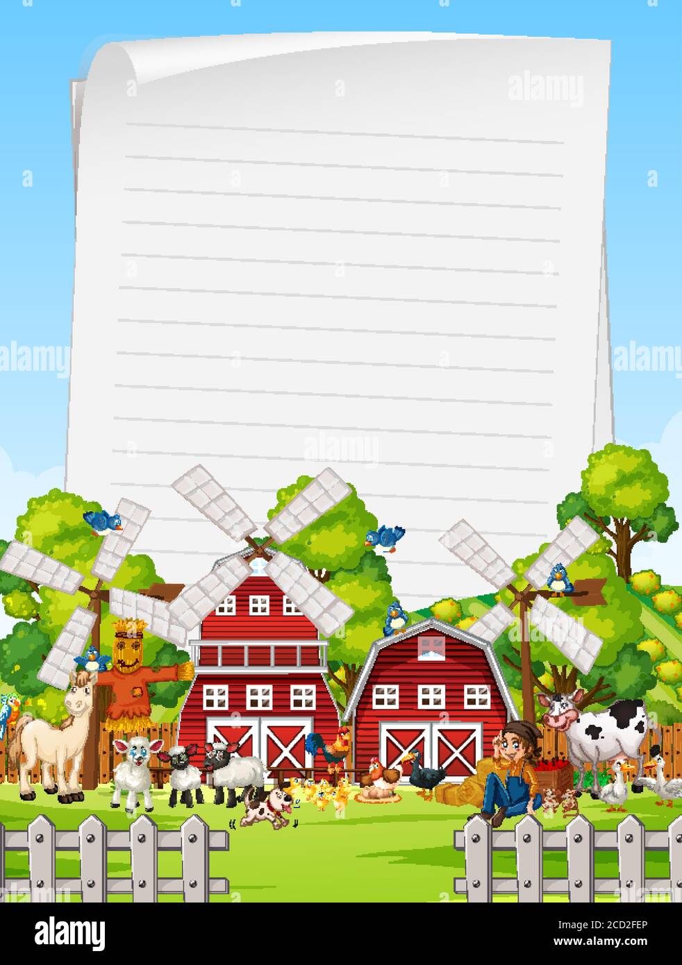 Happy kids at farm banner illustration Stock Vector Image & Art - Alamy