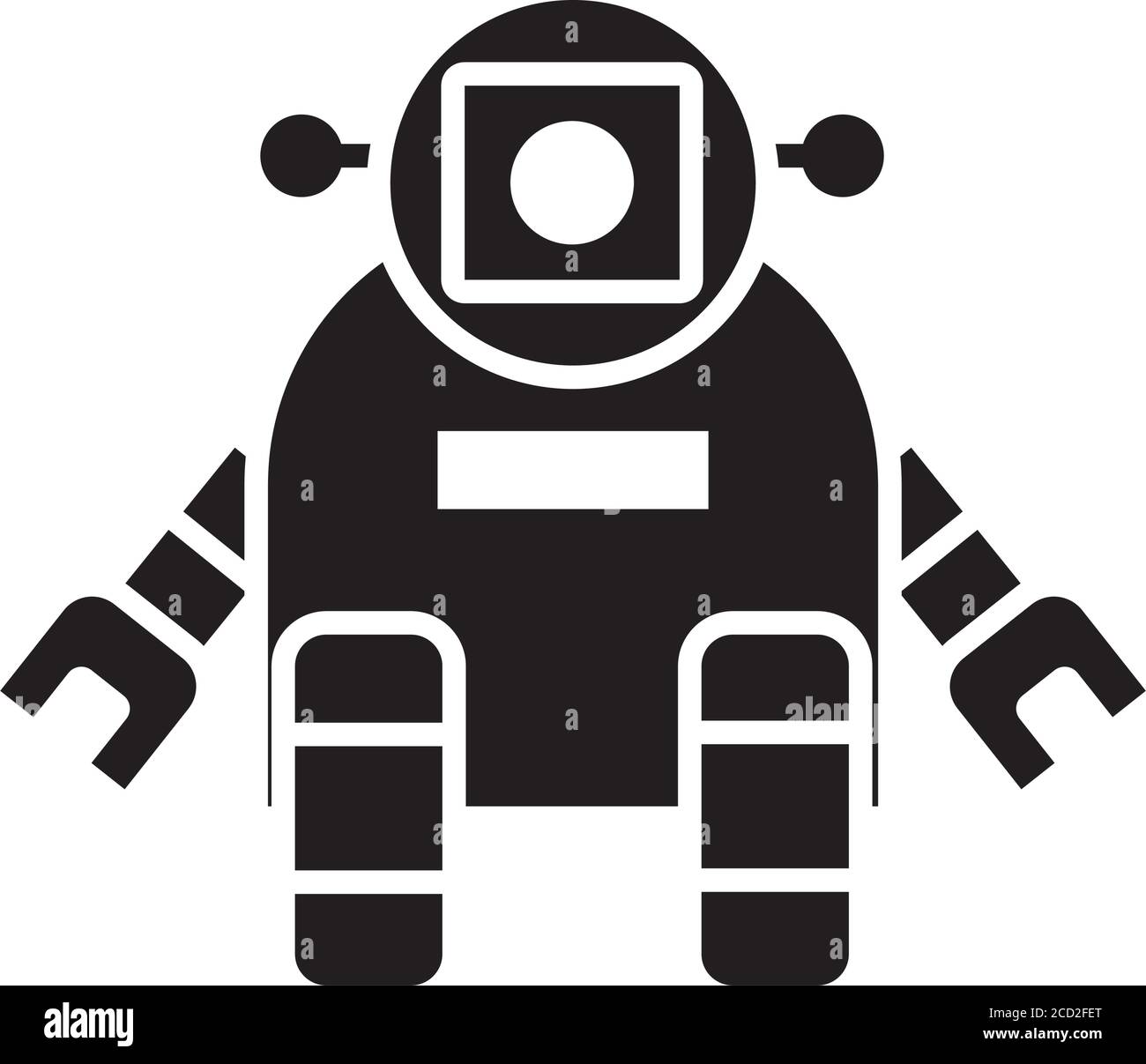 small robot standing over white background, silhouette style, vector ...