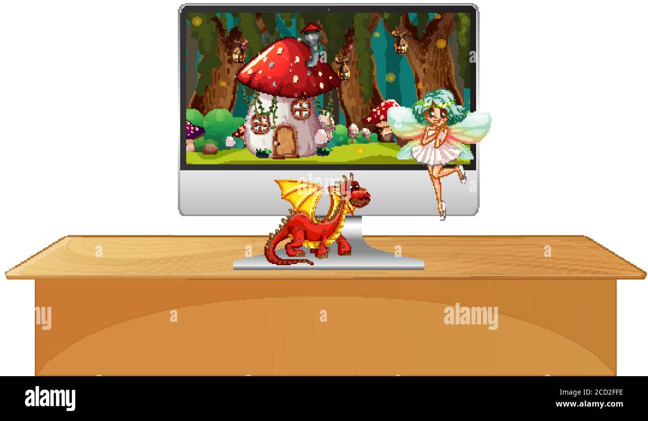 Fairy tale on computer screen illustration Stock Vector Image & Art - Alamy