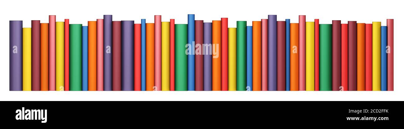 Color books in line isolated on a white background Stock Photo - Alamy