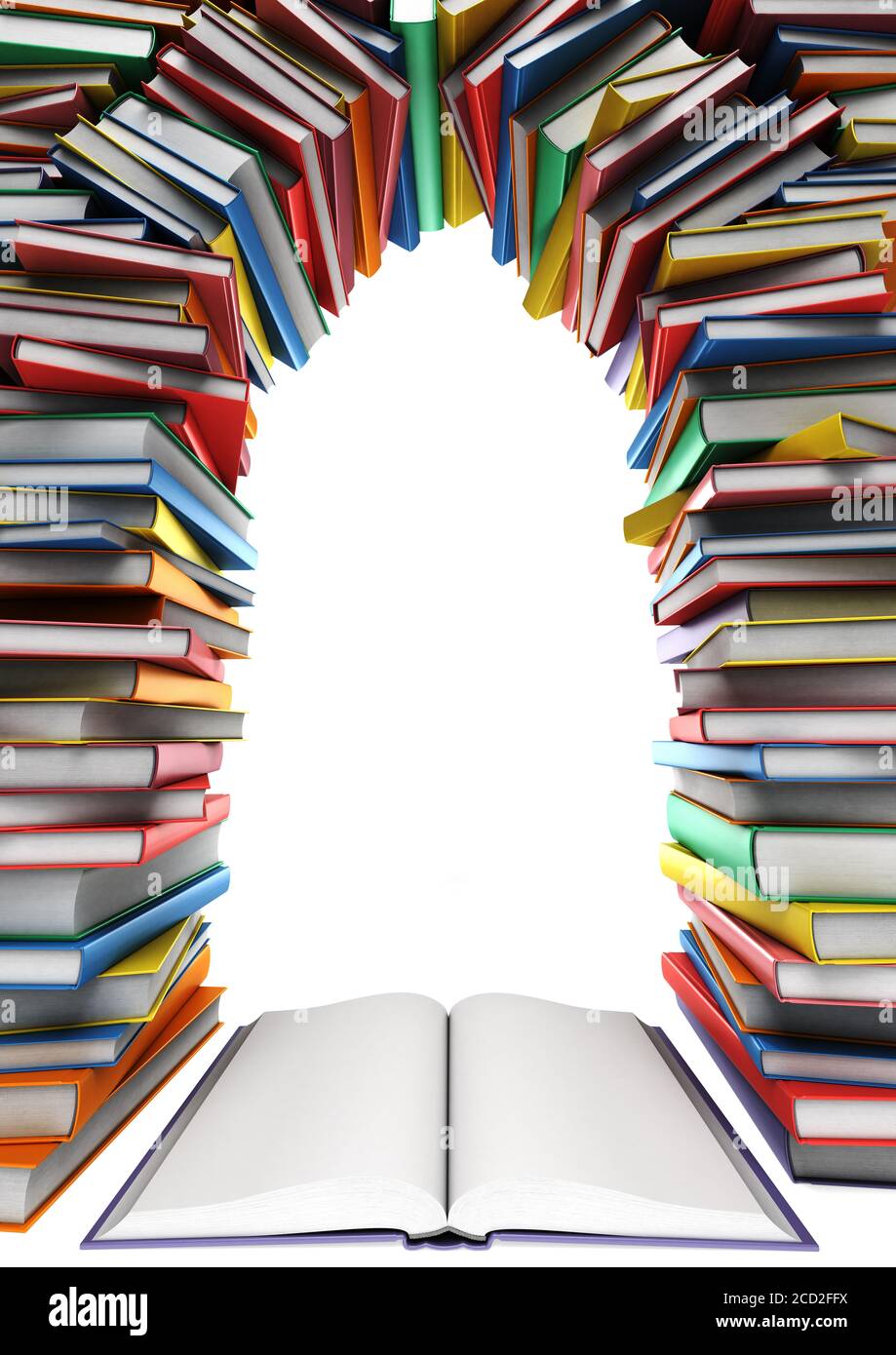 Big stack of colorful books isolated on white background Stock Photo ...