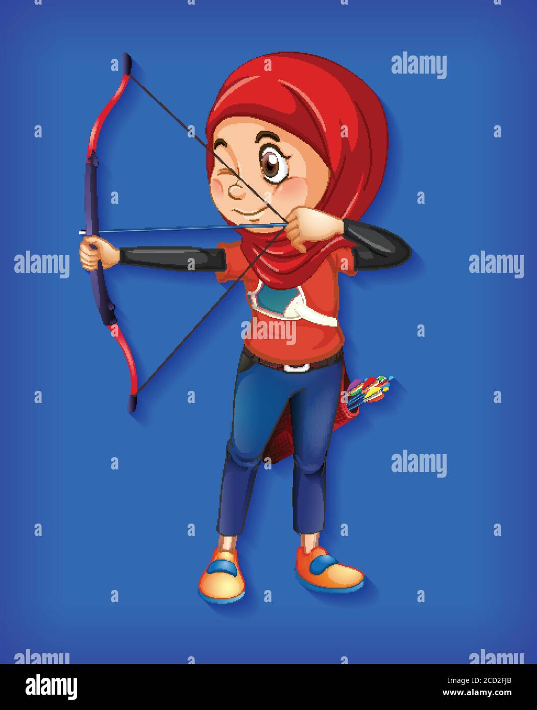 Female muslim archer character illustration Stock Vector Image & Art ...