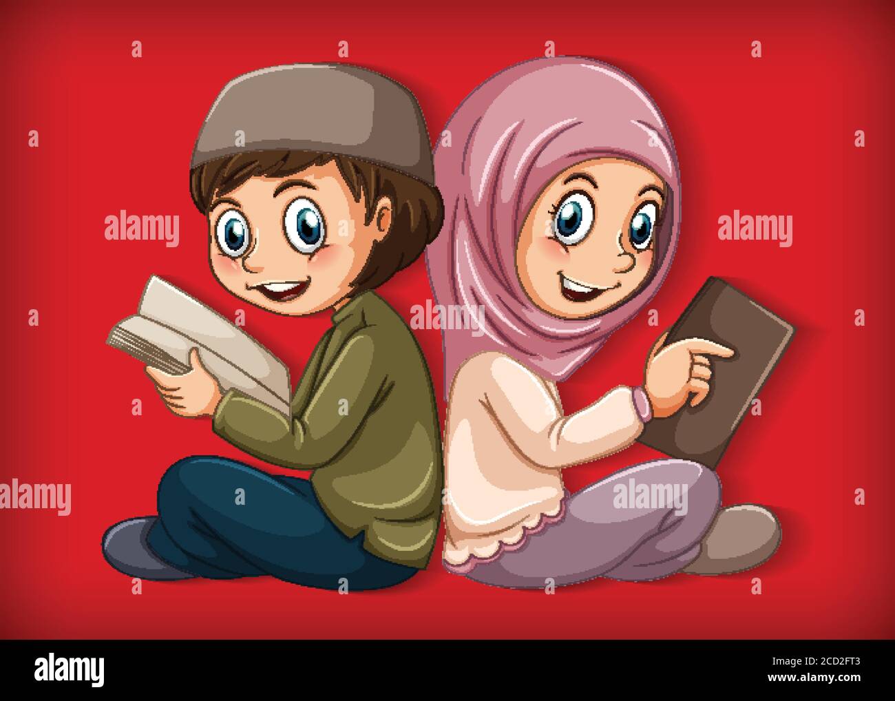 Muslim students reading the book illustration Stock Vector Image & Art ...