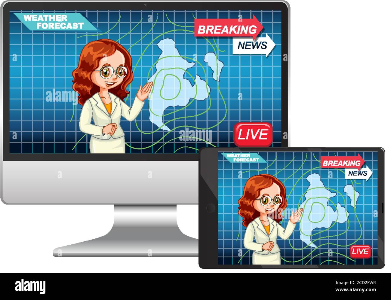 Live news on computer screen illustration Stock Vector Image & Art - Alamy