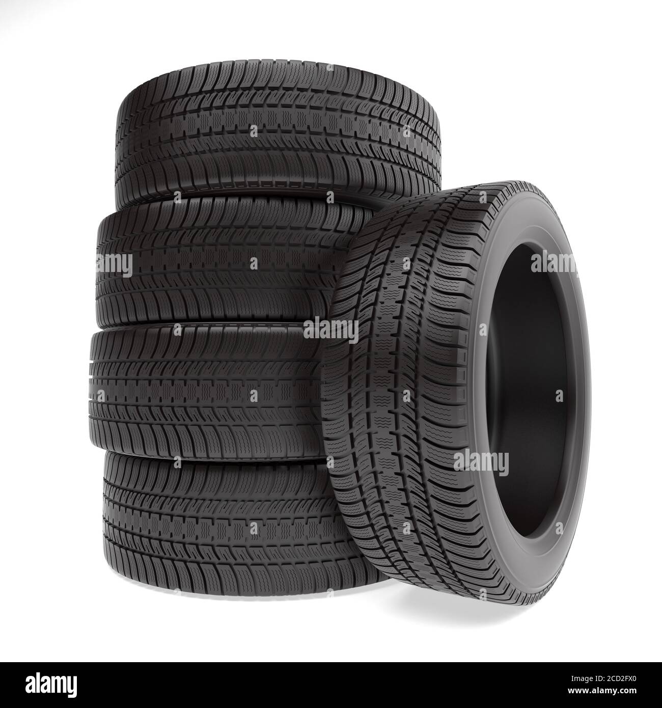 New tires stacked up and isolated on white background Stock Photo - Alamy