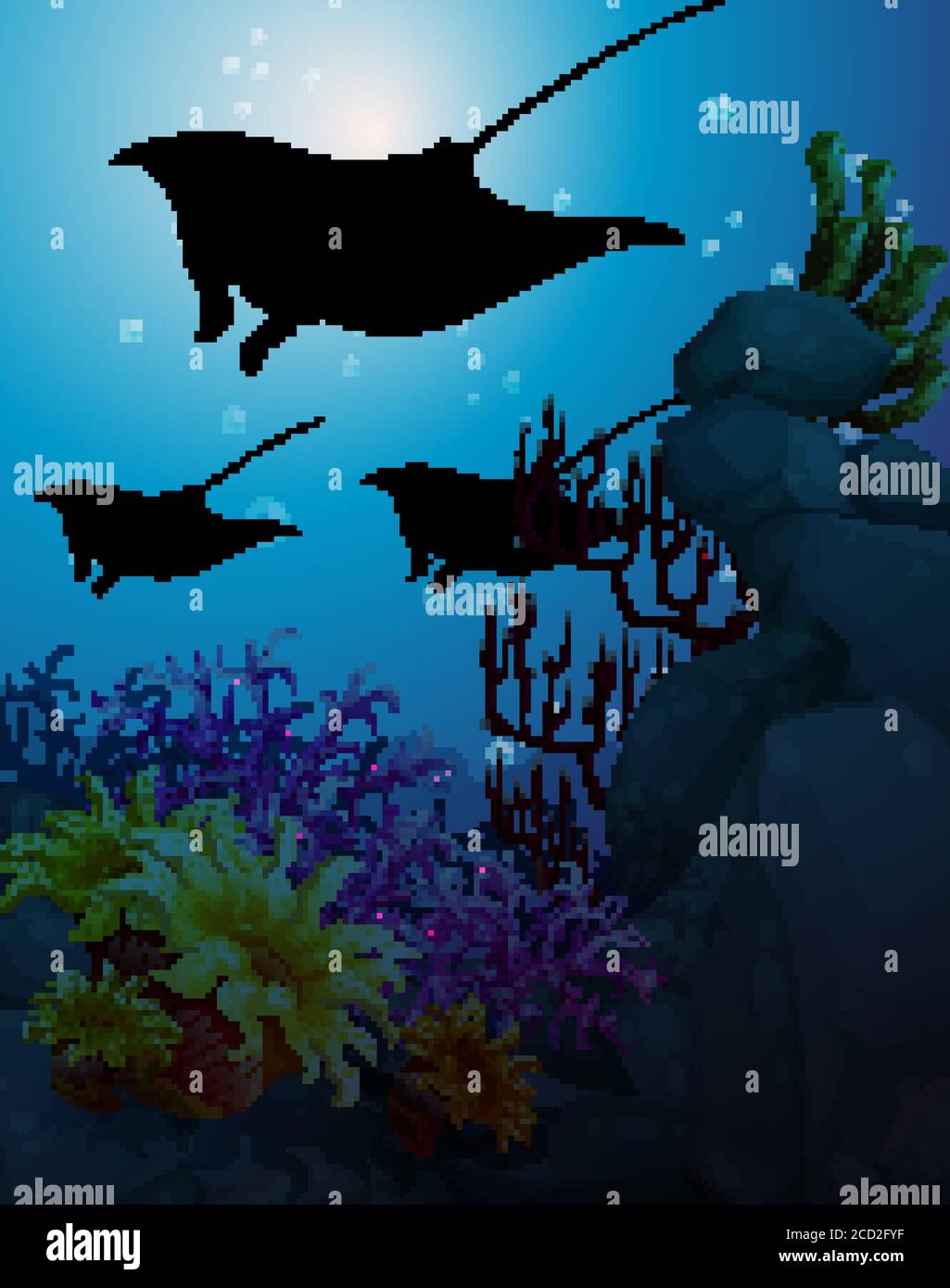 Stingray in underwater scene illustration Stock Vector Image & Art - Alamy