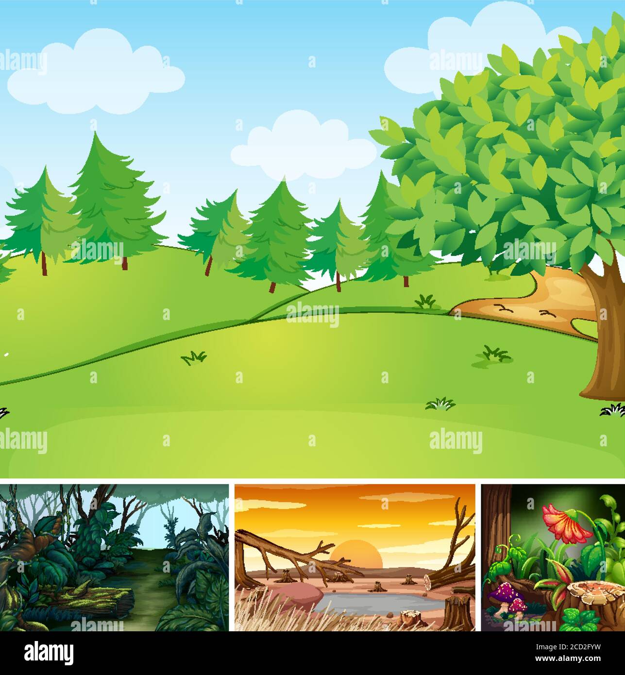 Set outdoor scene background illustration Stock Vector Image & Art - Alamy