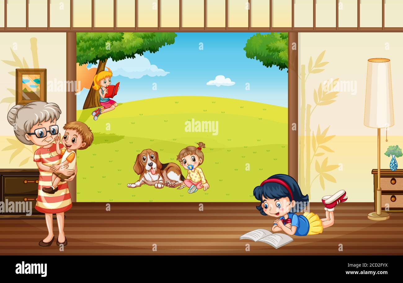 Girl study at home illustration Stock Vector Image & Art - Alamy