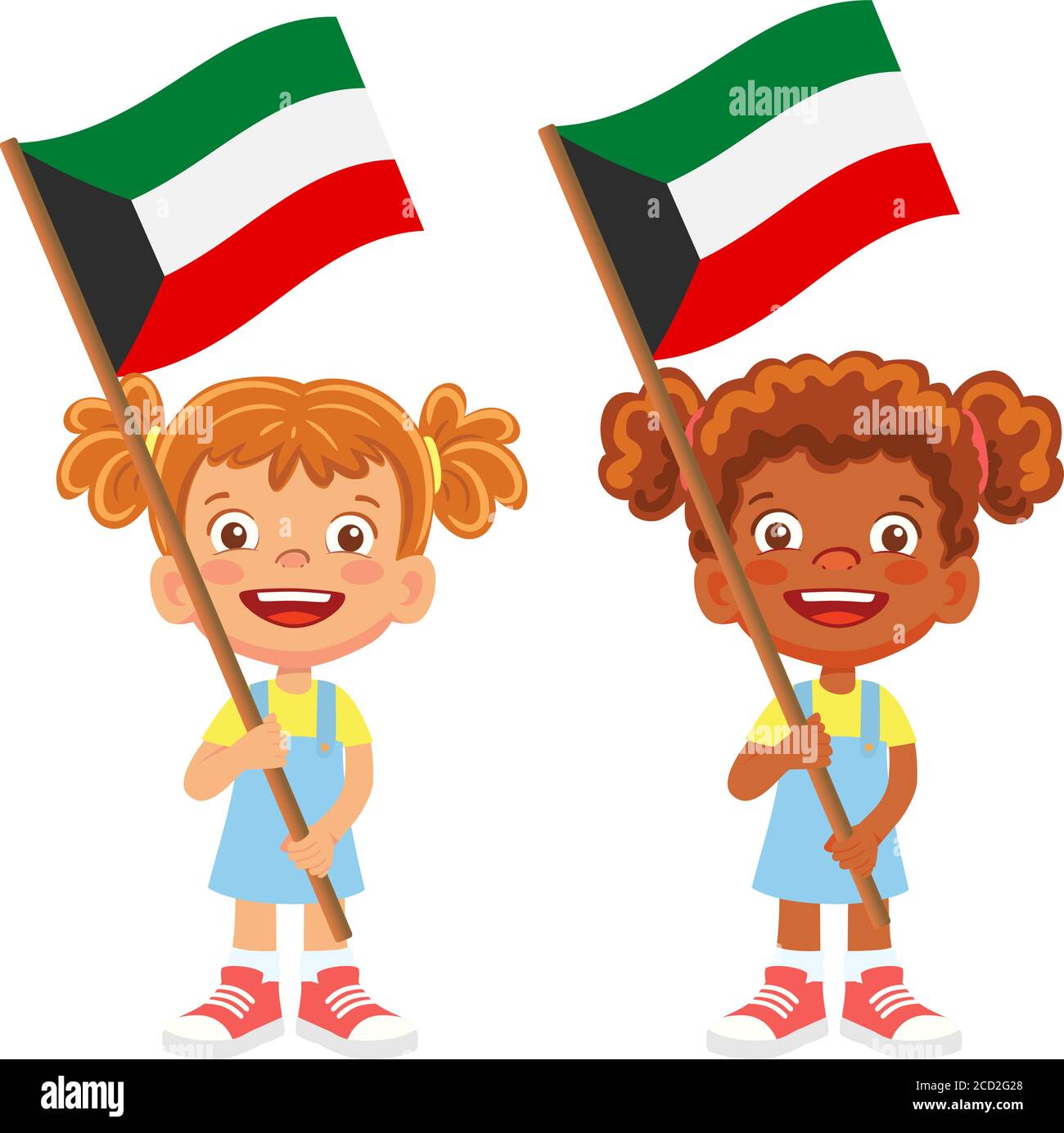 kuwait flag in hand. Children holding flag. National flag of Kuwait ...