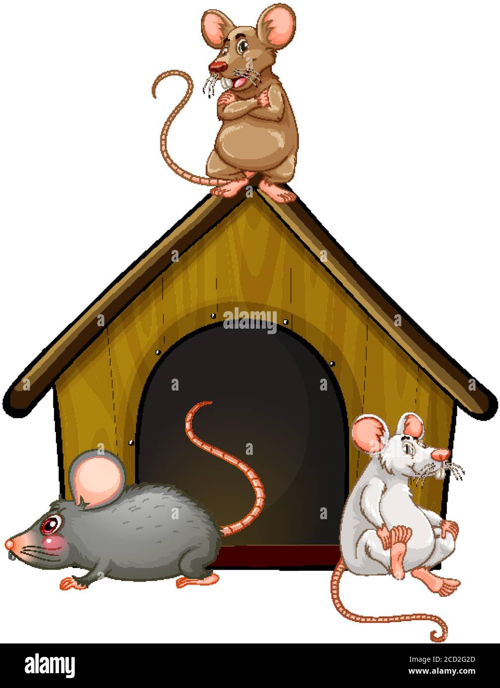 Group of cute mouses with little house isolated on white background ...
