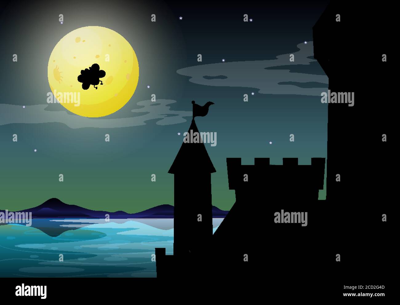 Castle scene at night illustration Stock Vector Image & Art - Alamy