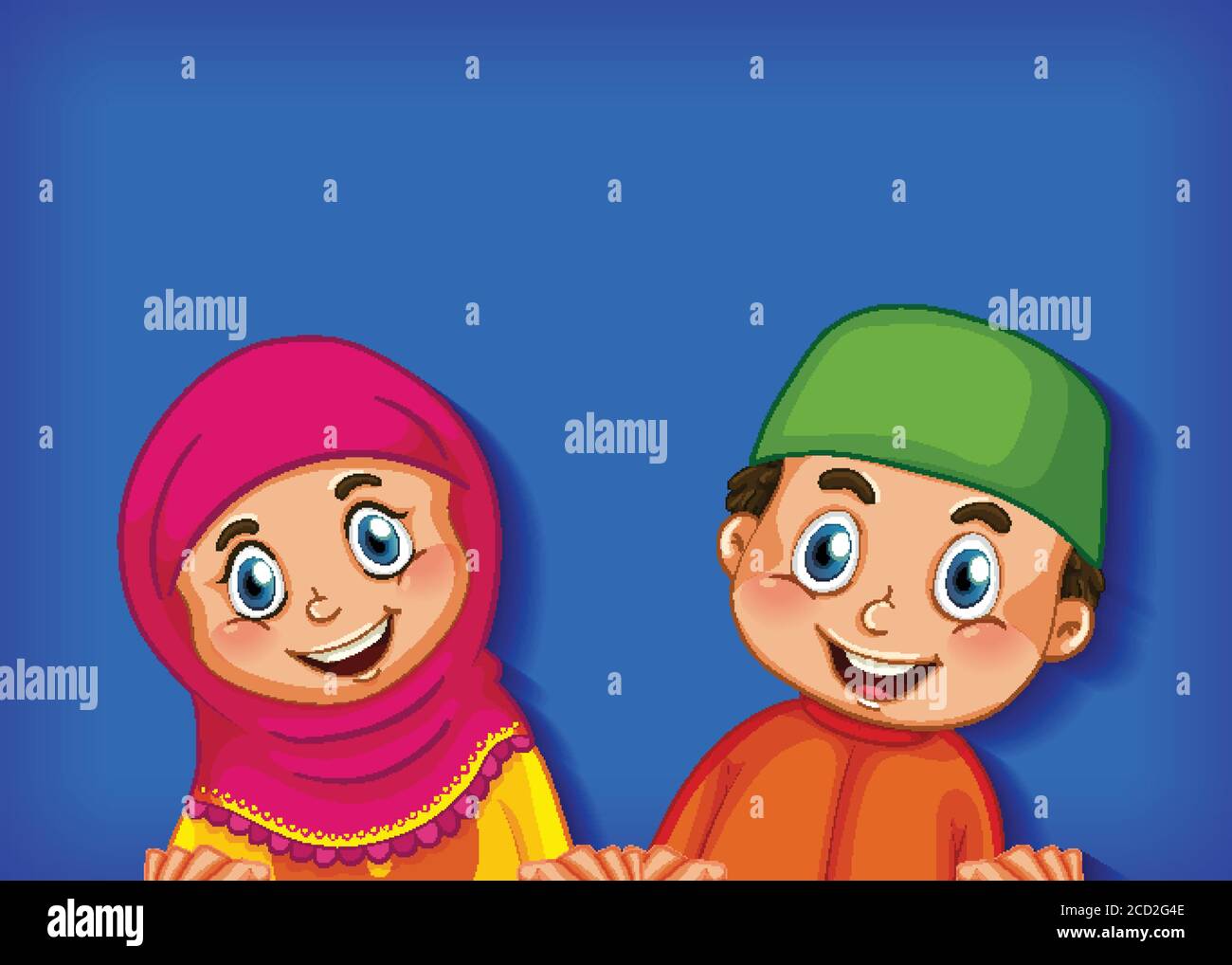 Muslim children cartoon character illustration Stock Vector Image & Art ...