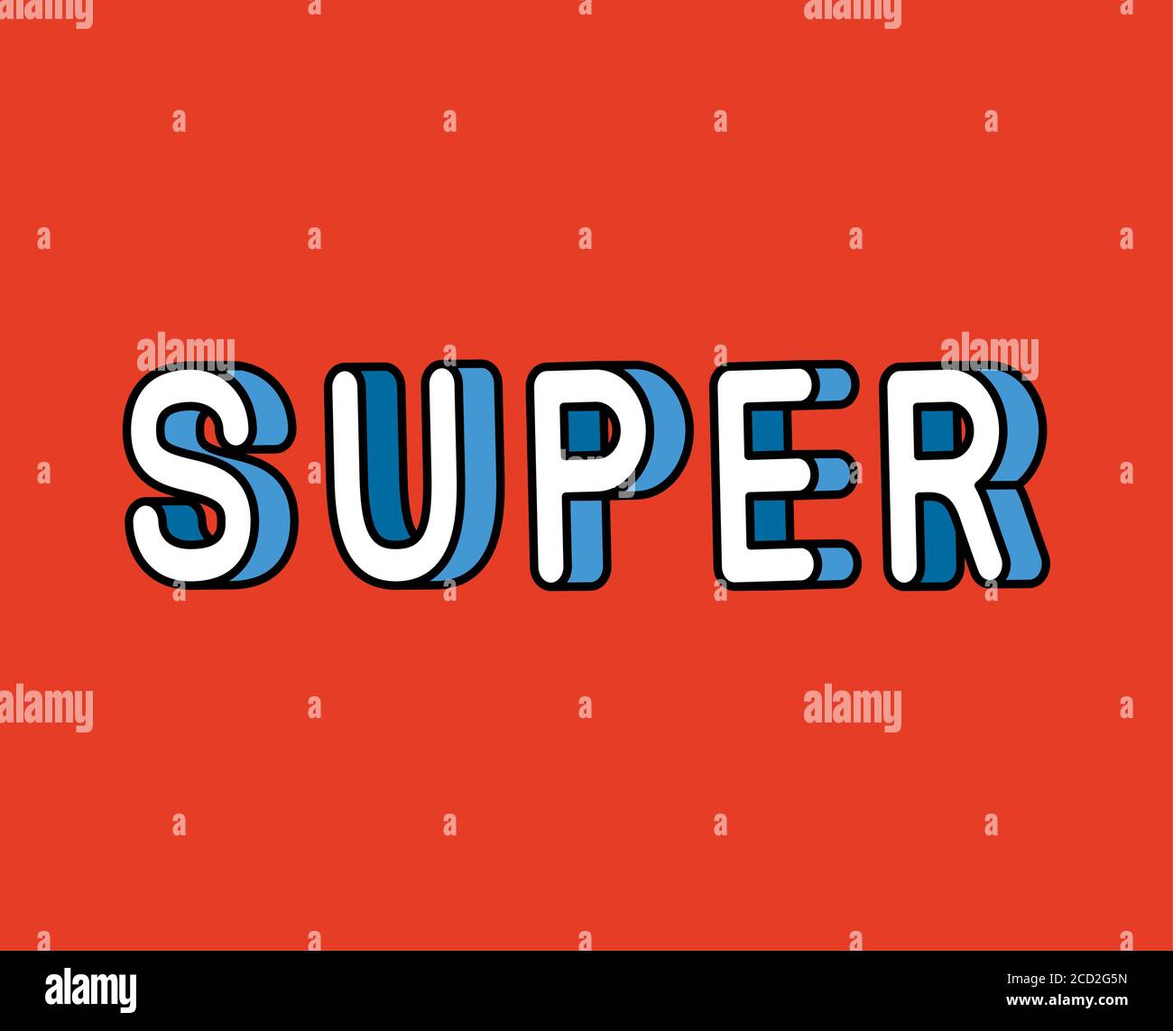 3d super lettering on red background design, typography retro and comic ...