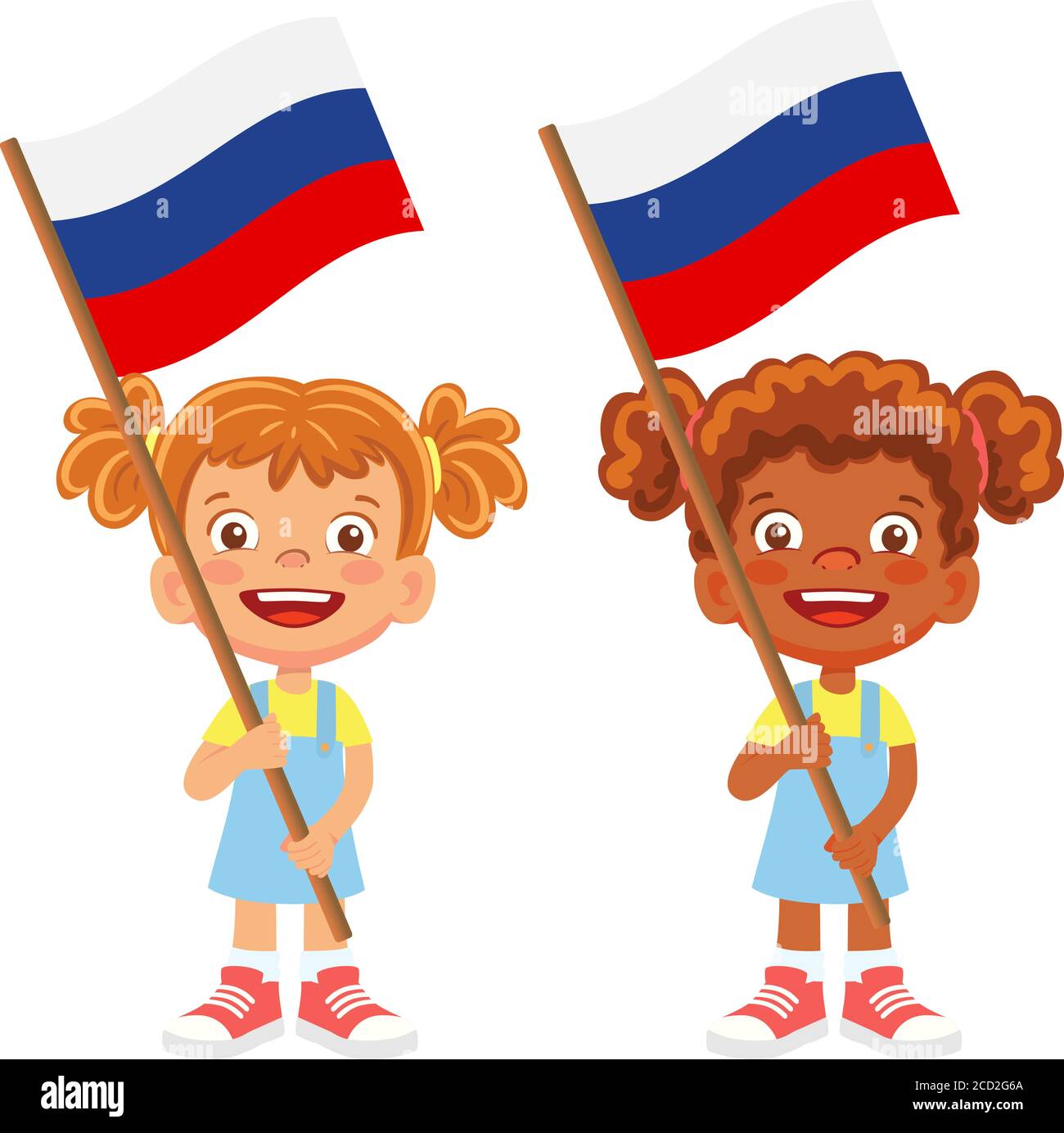 Russia flag in hand. Children holding flag. National flag of Russia ...