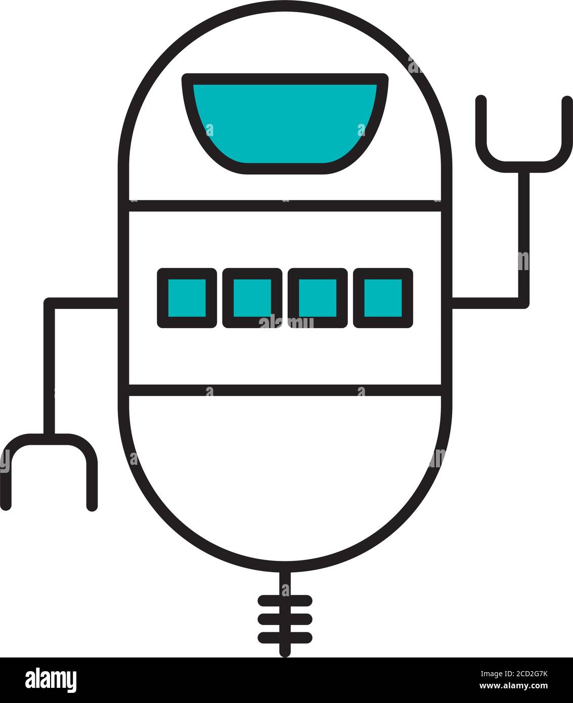 robotics concept, robot waving icon over white background, half line ...