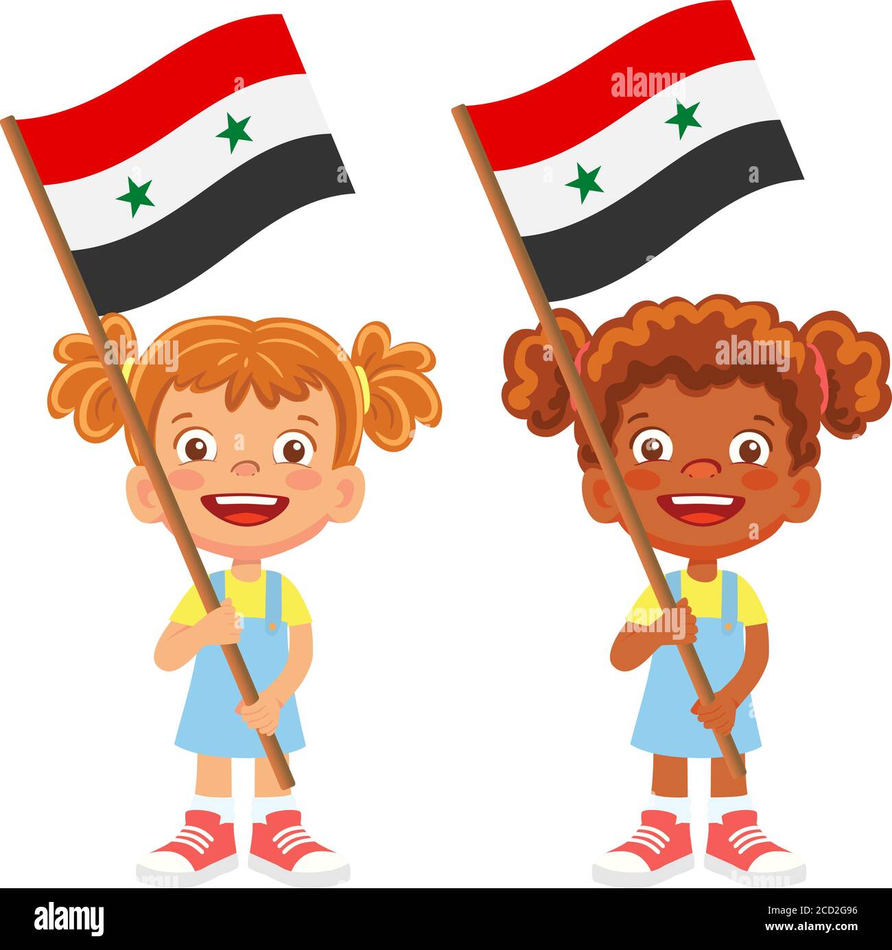 Syria flag in hand. Children holding flag. National flag of Syria ...