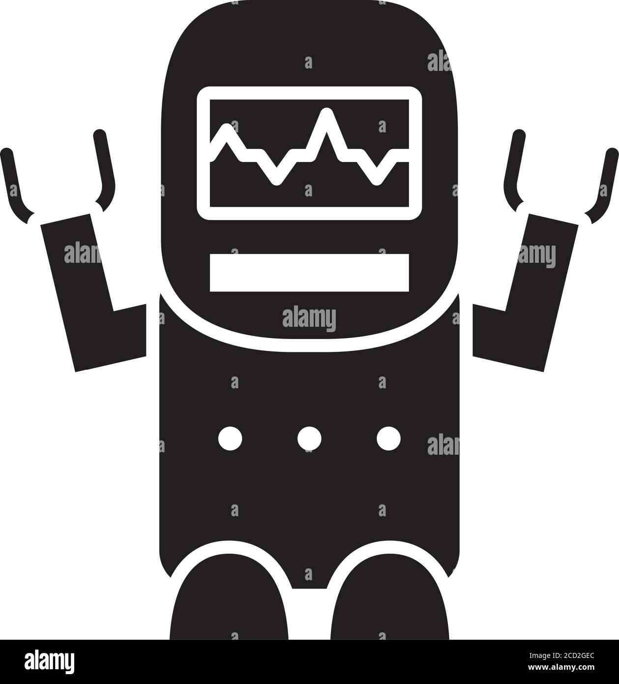 monitor robot icon over white background, silhouette style, vector ...