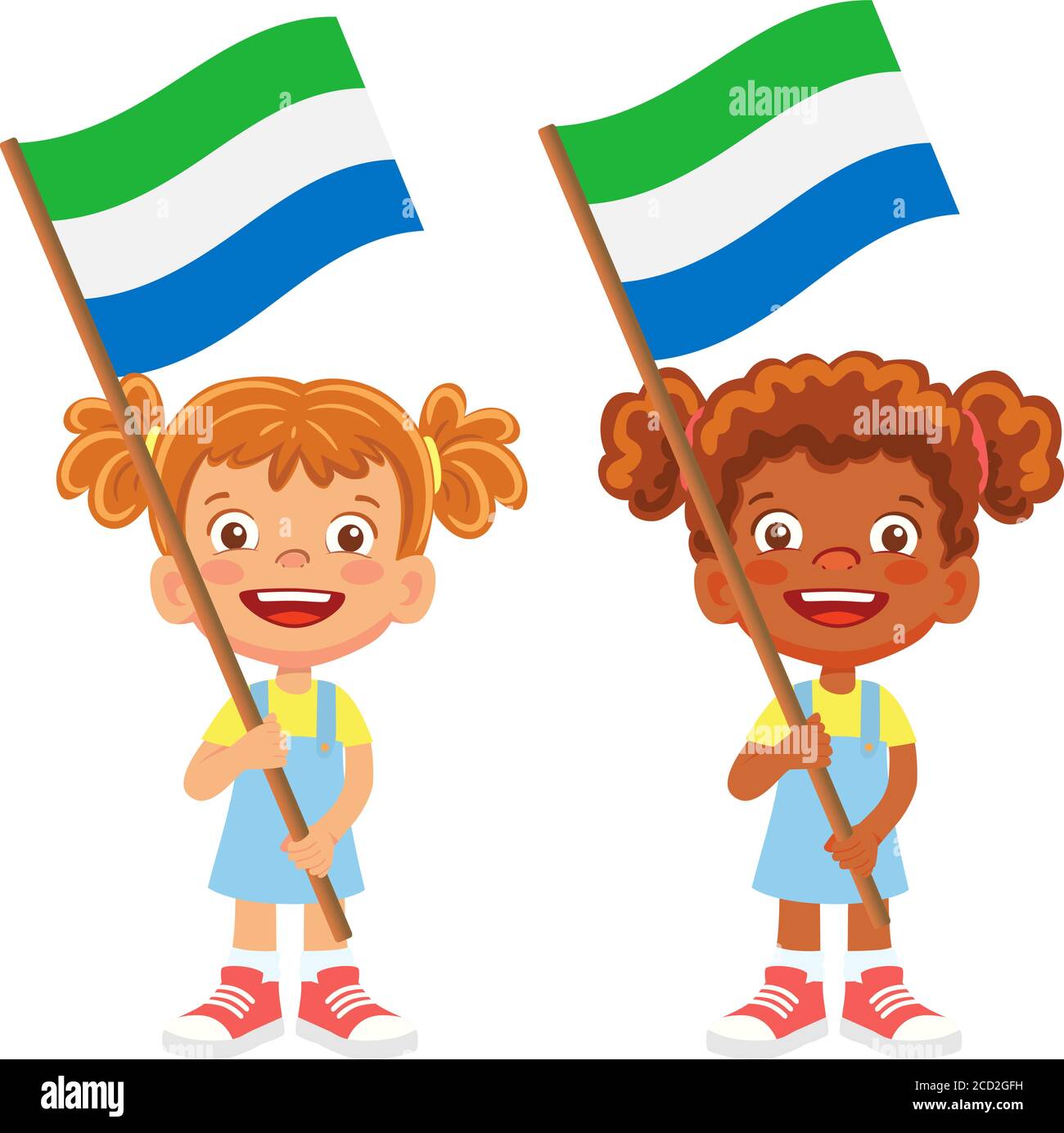 Sierra leone flag in hand Children holding flag. National flag of ...