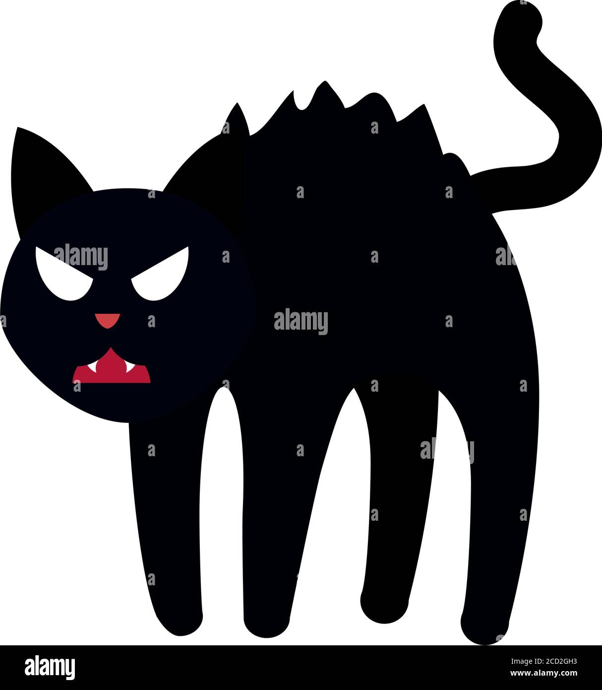halloween concept, scary cat icon over white background, flat style ...