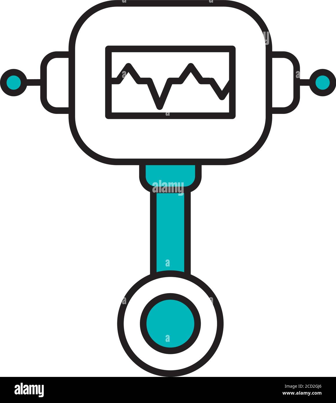 monitor robot icon over white background, half line half color style ...