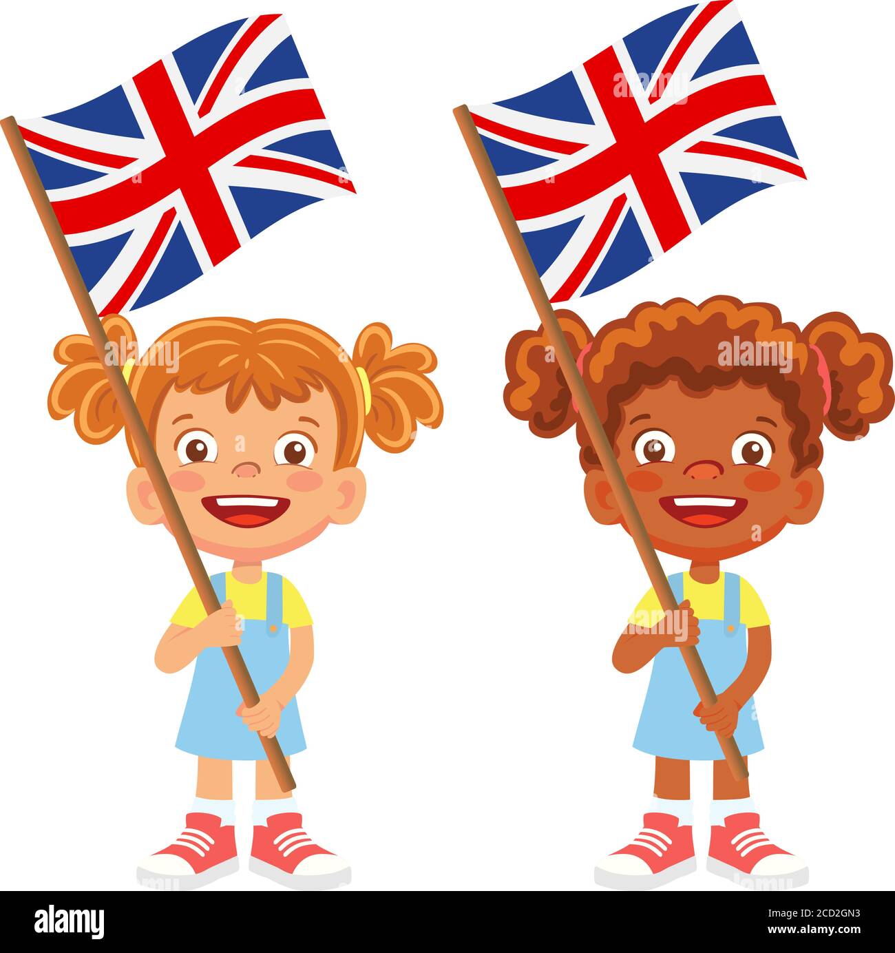 United Kingdom flag in hand. Children holding flag. National flag of ...