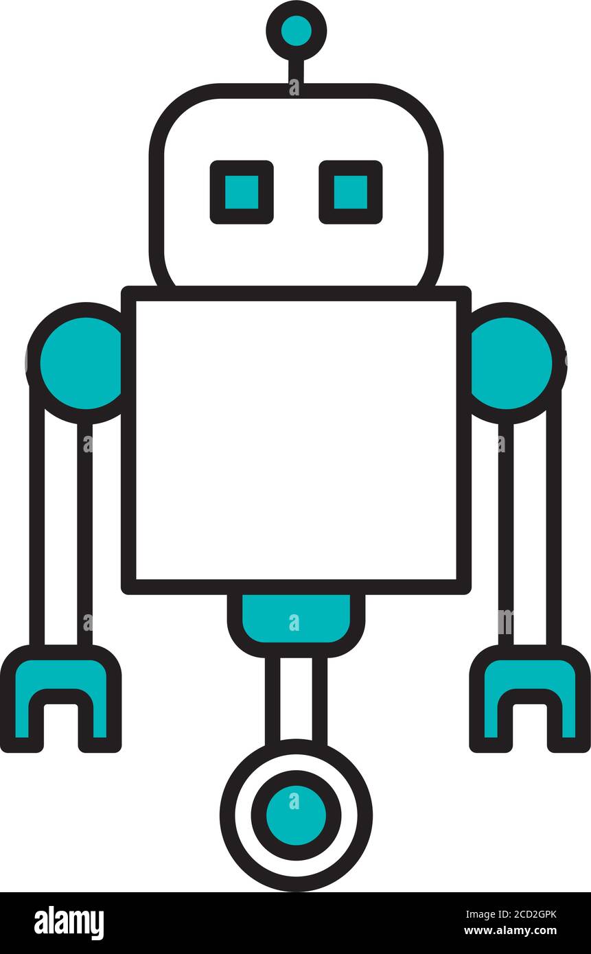 robotics concept, robot with one wheel over white background, half line ...