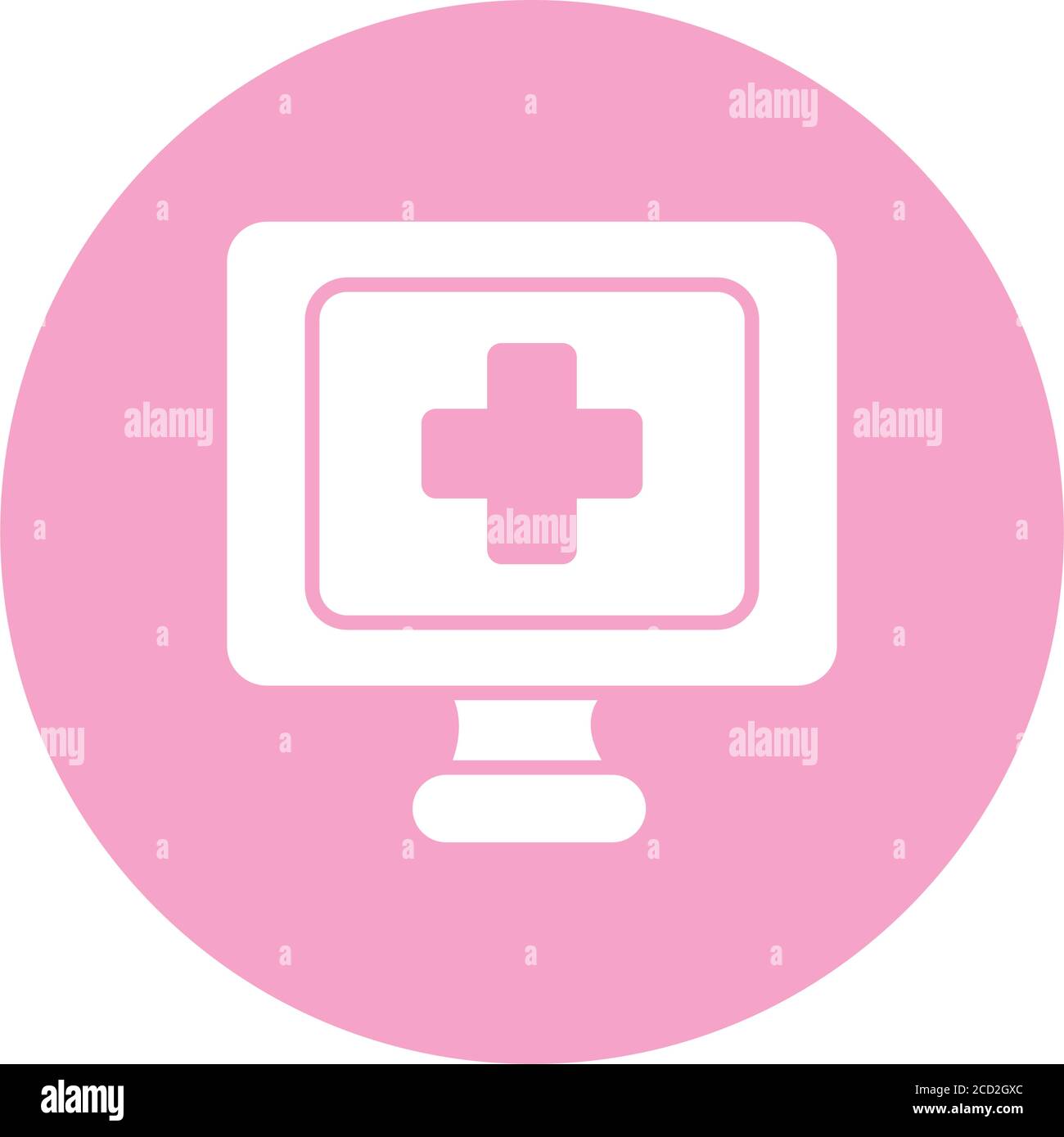 medical monitor icon over white background, block style, vector ...