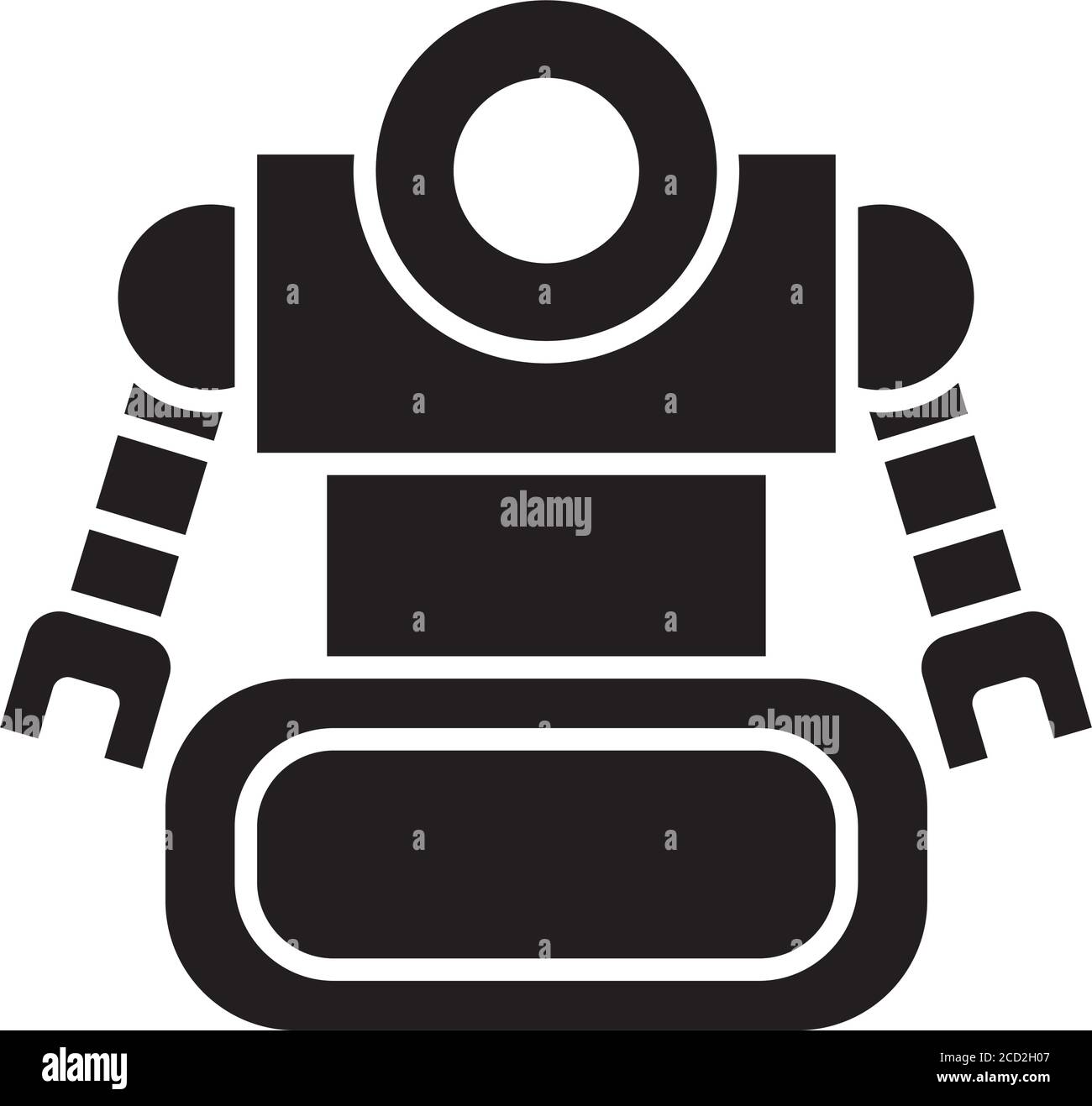 robotics concept, big robot icon over white background, silhouette ...