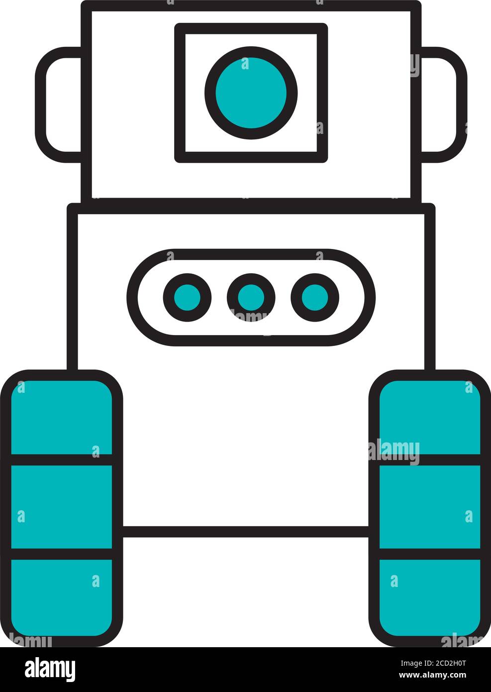 robotics concept, square robot with band wheels icon over white ...