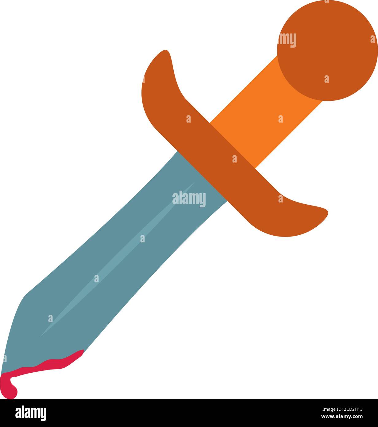 halloween sword with blood icon, over white background, flat style ...