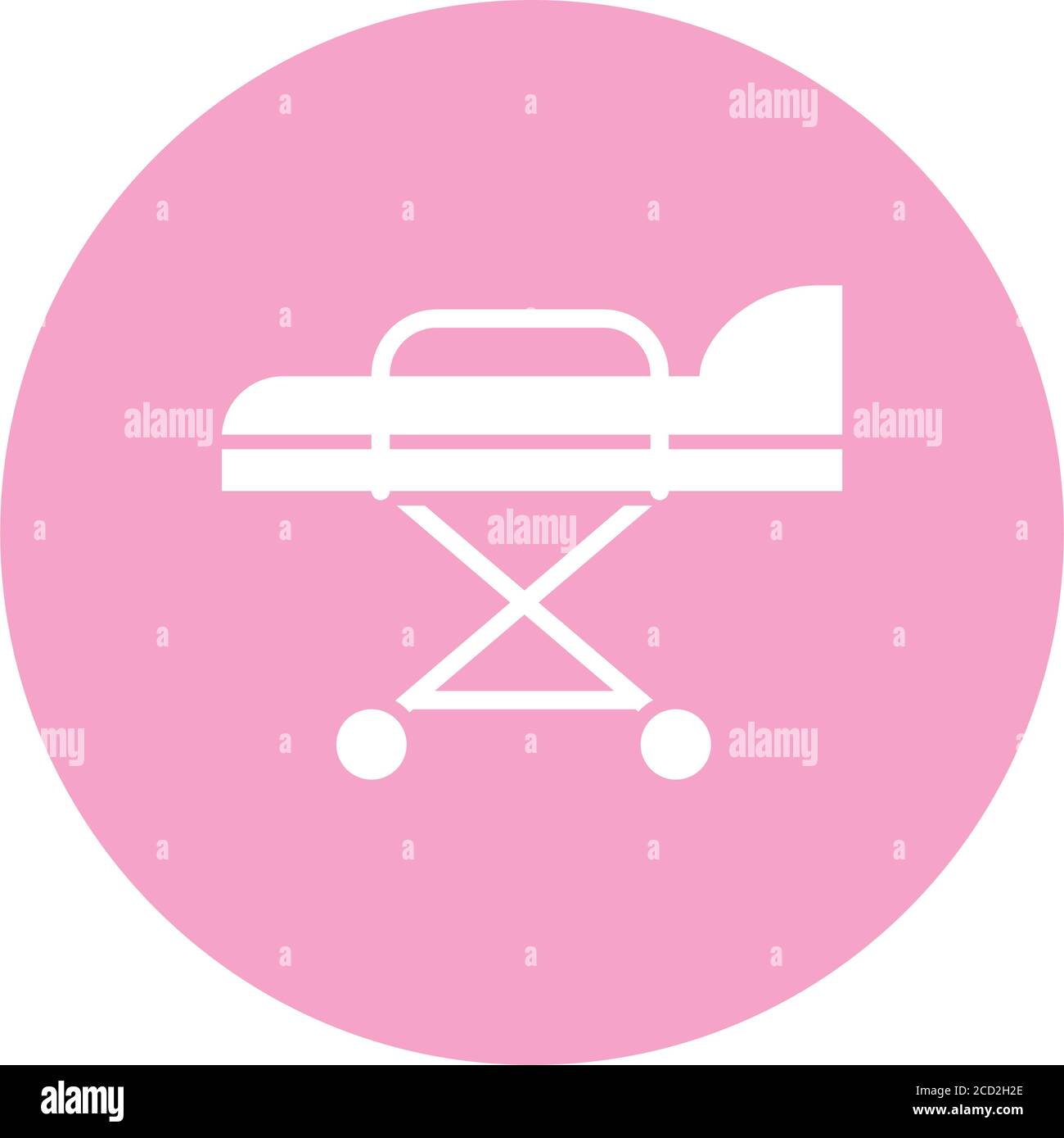 medical stretcher icon over white background, block style, vector ...