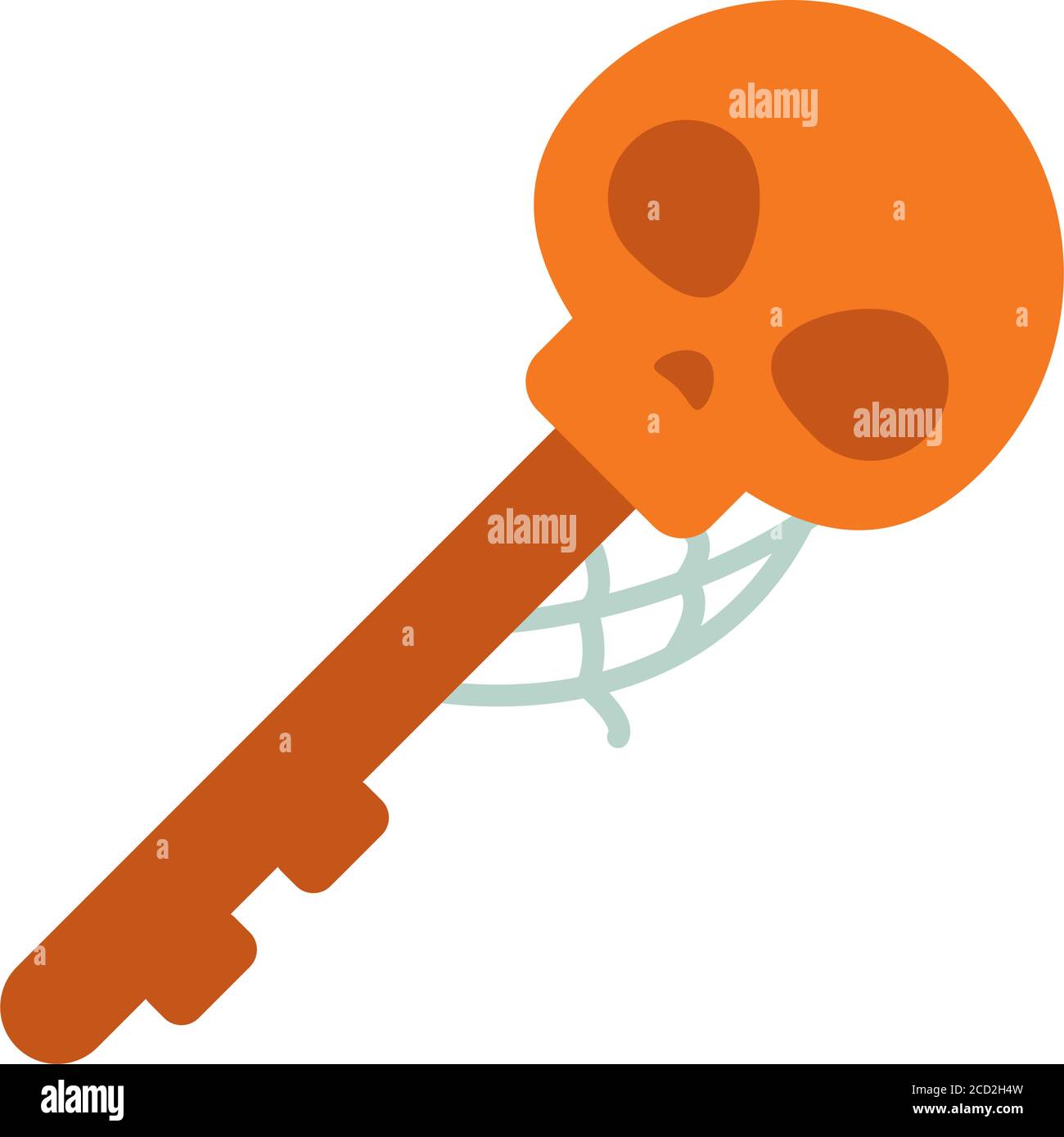 halloween skull key icon over white background, flat style, vector ...