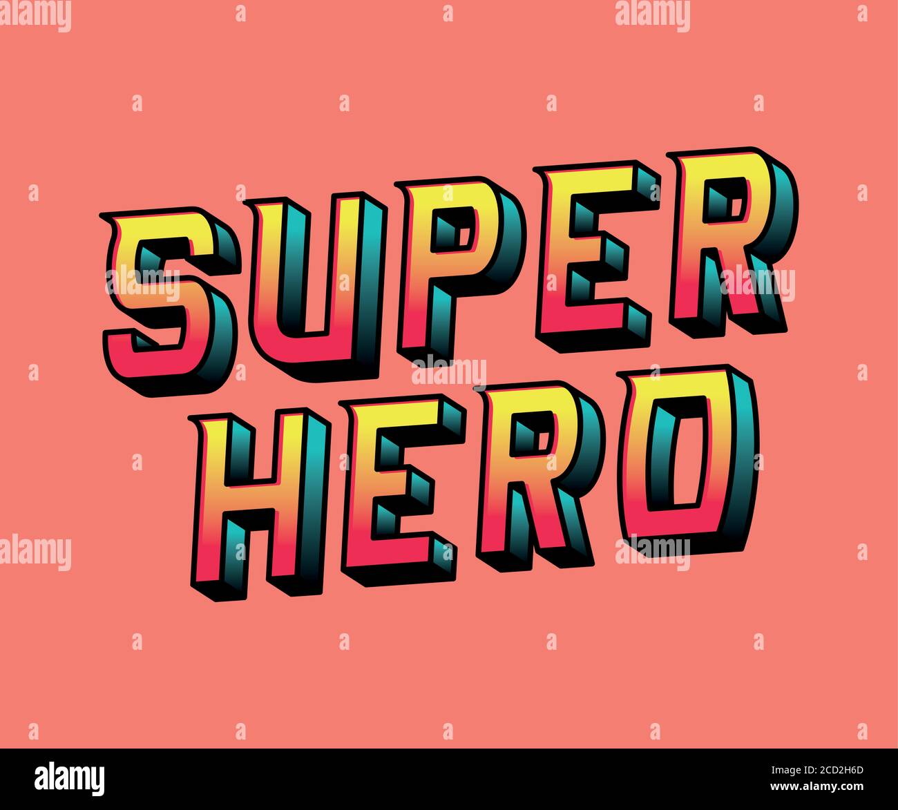 3d super hero lettering on pink background design, typography retro and ...