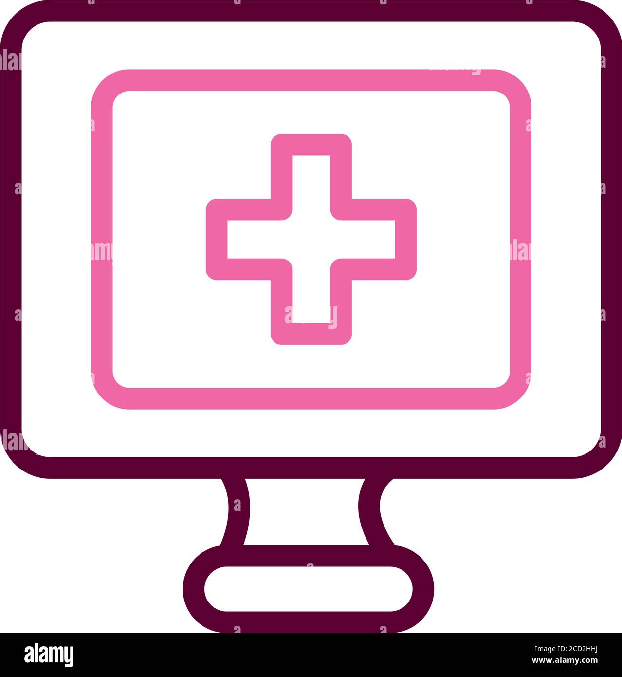 medical monitor icon over white background, half line half color style ...